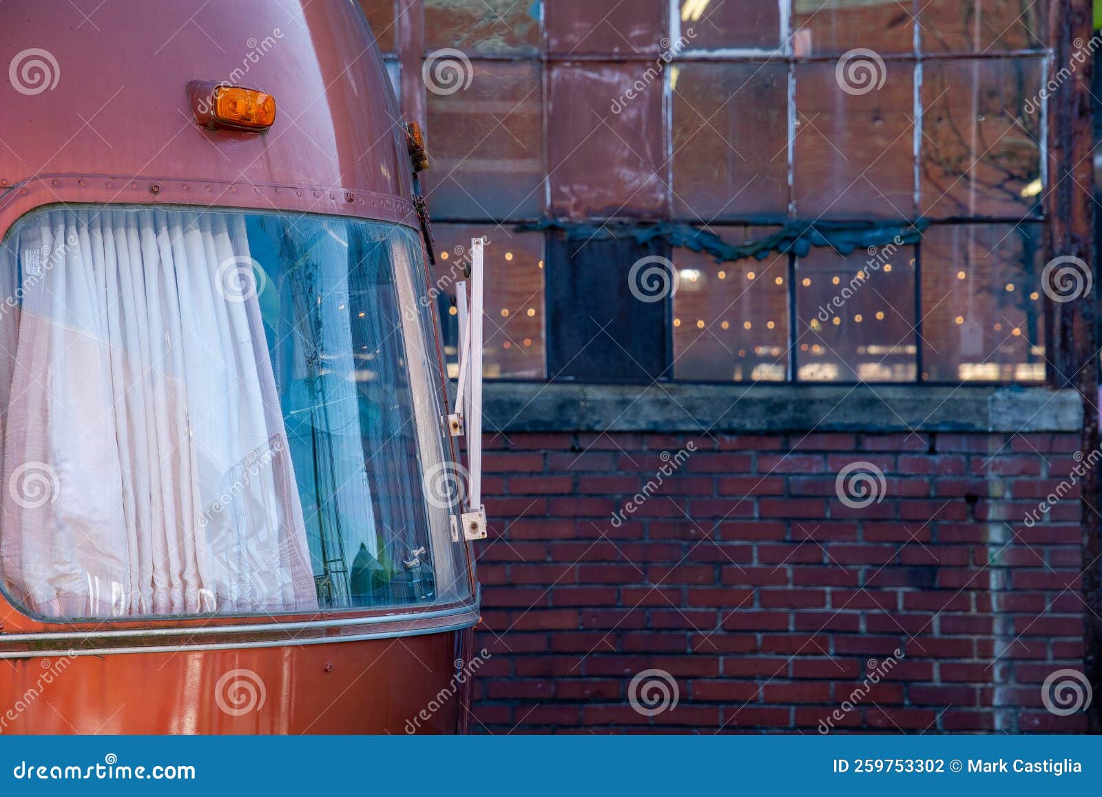 Restored Camper Windshield and Dirty Old Bricks and Window in Urban ...