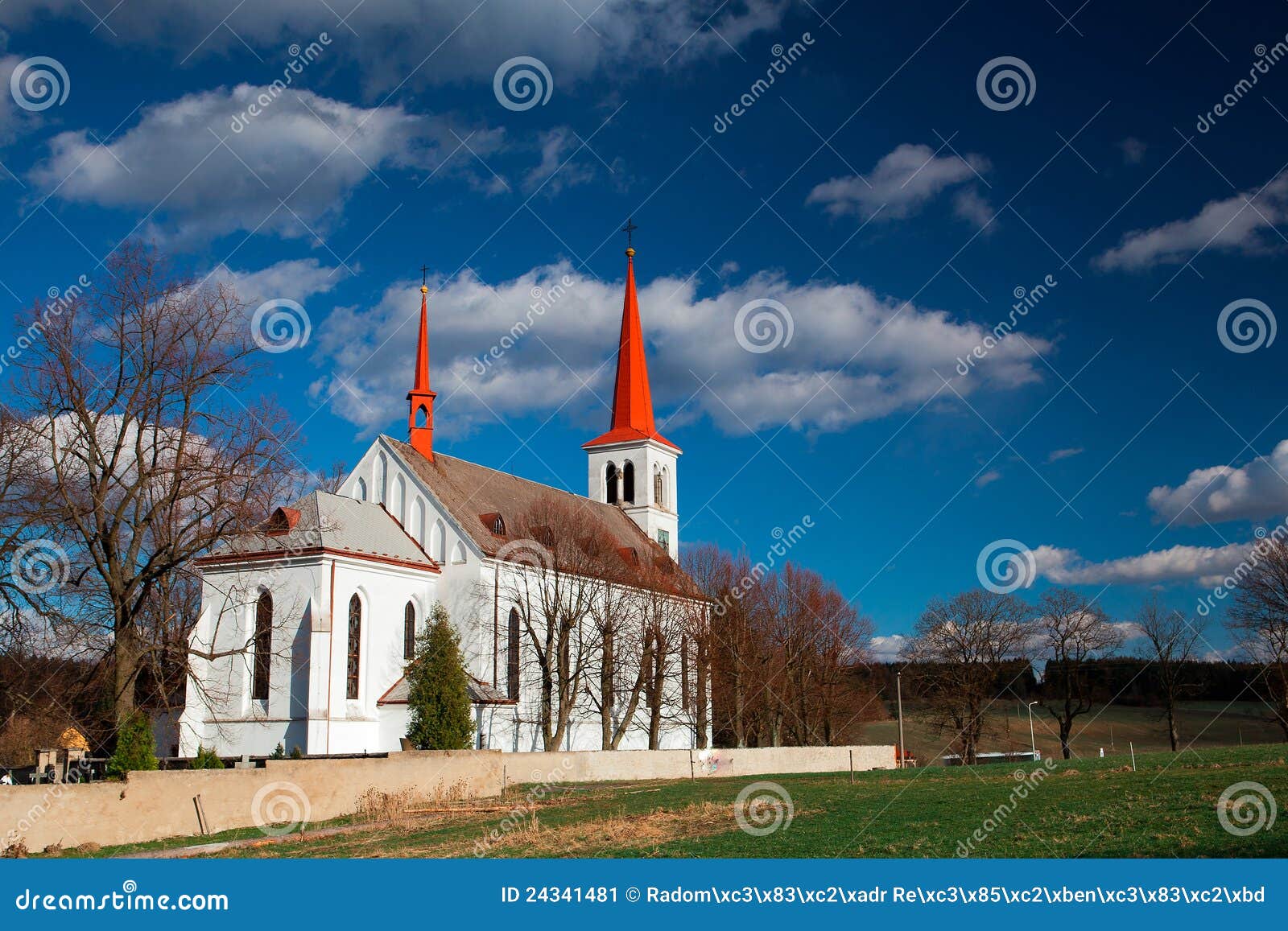 Restored church stock image. Image of outside, green - 24341481