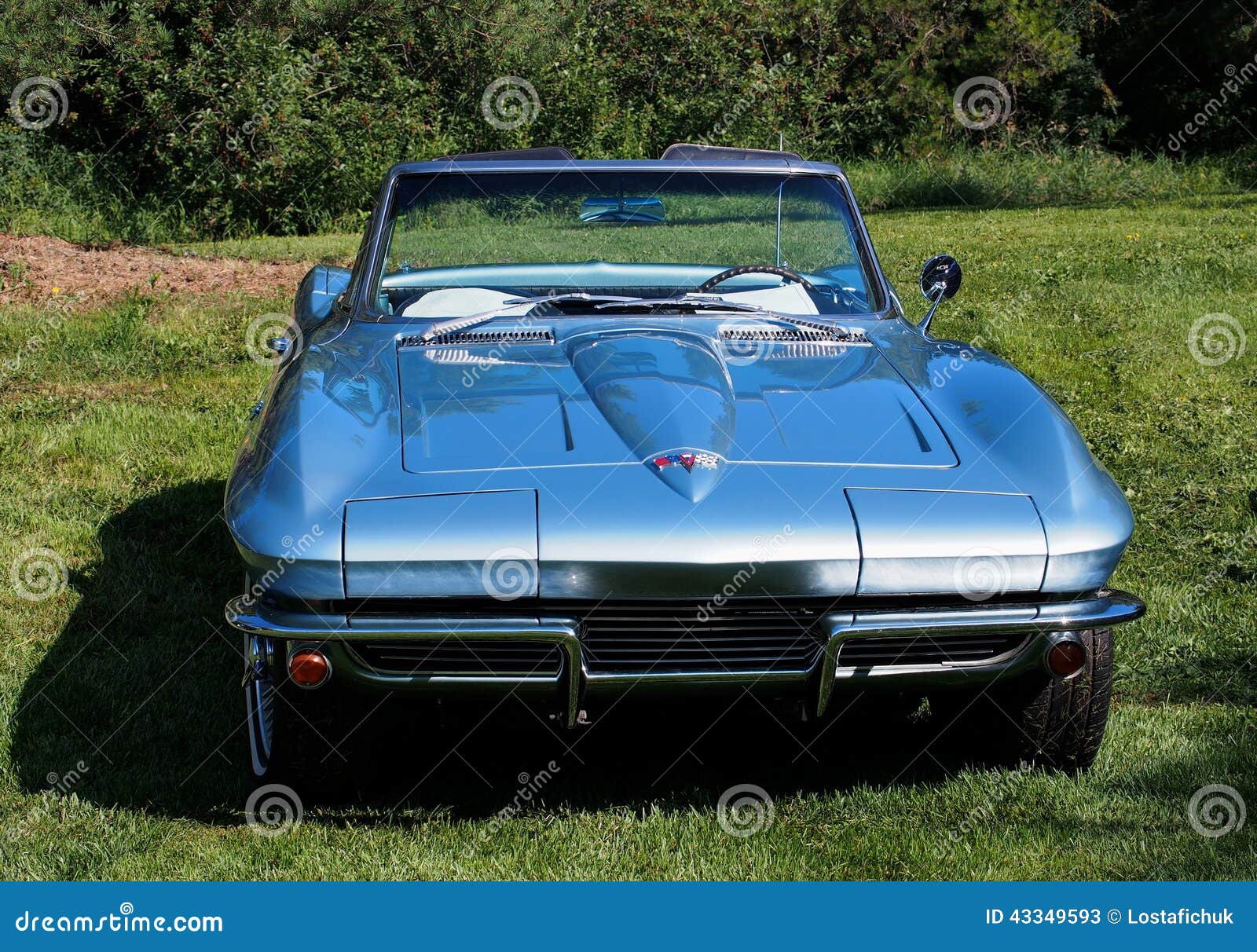 Restored Classic Blue Corvette Stingray Convertible Editorial Stock ...