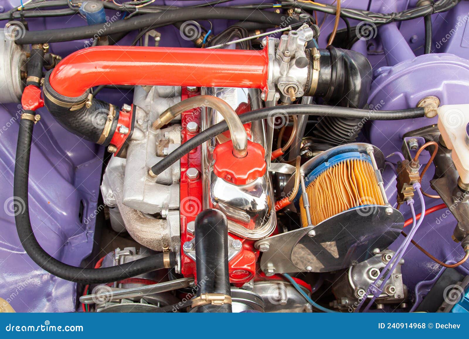 Restored Engine of an Old Car Stock Photo - Image of shiny, restored ...