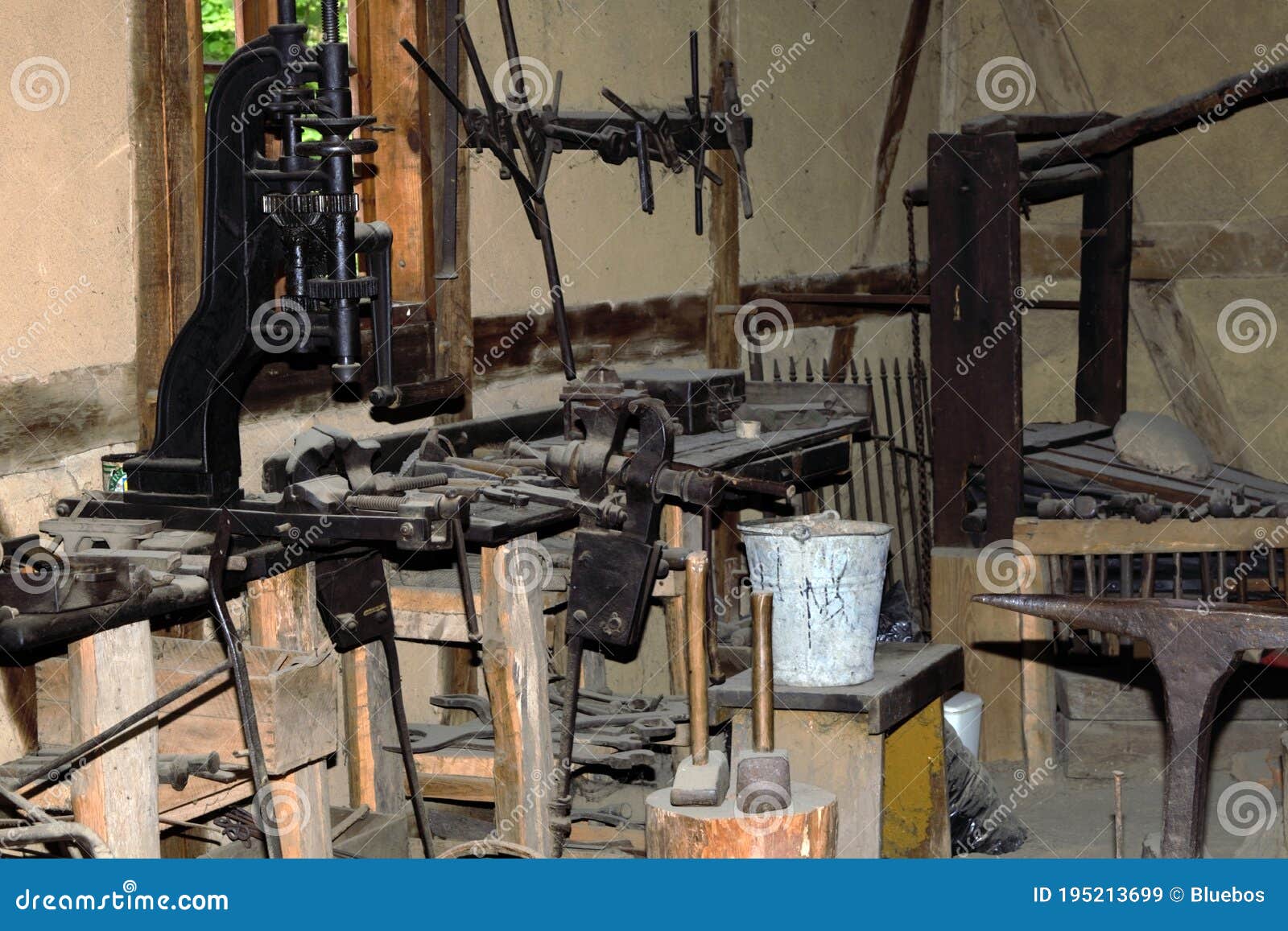 The Restored Interior of a Medieval Forge, Smithy Stock Image - Image ...