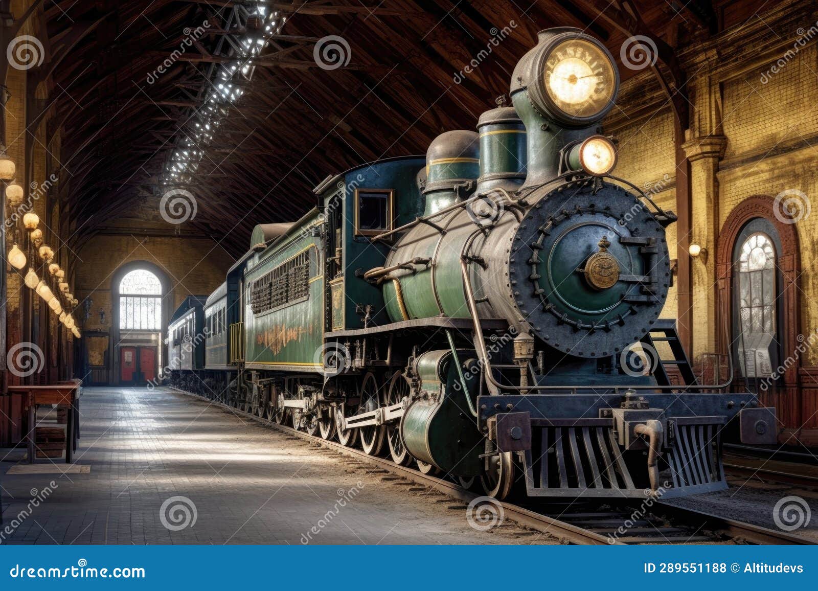 Restored Locomotive in an Old Train Station Stock Photo - Image of ...