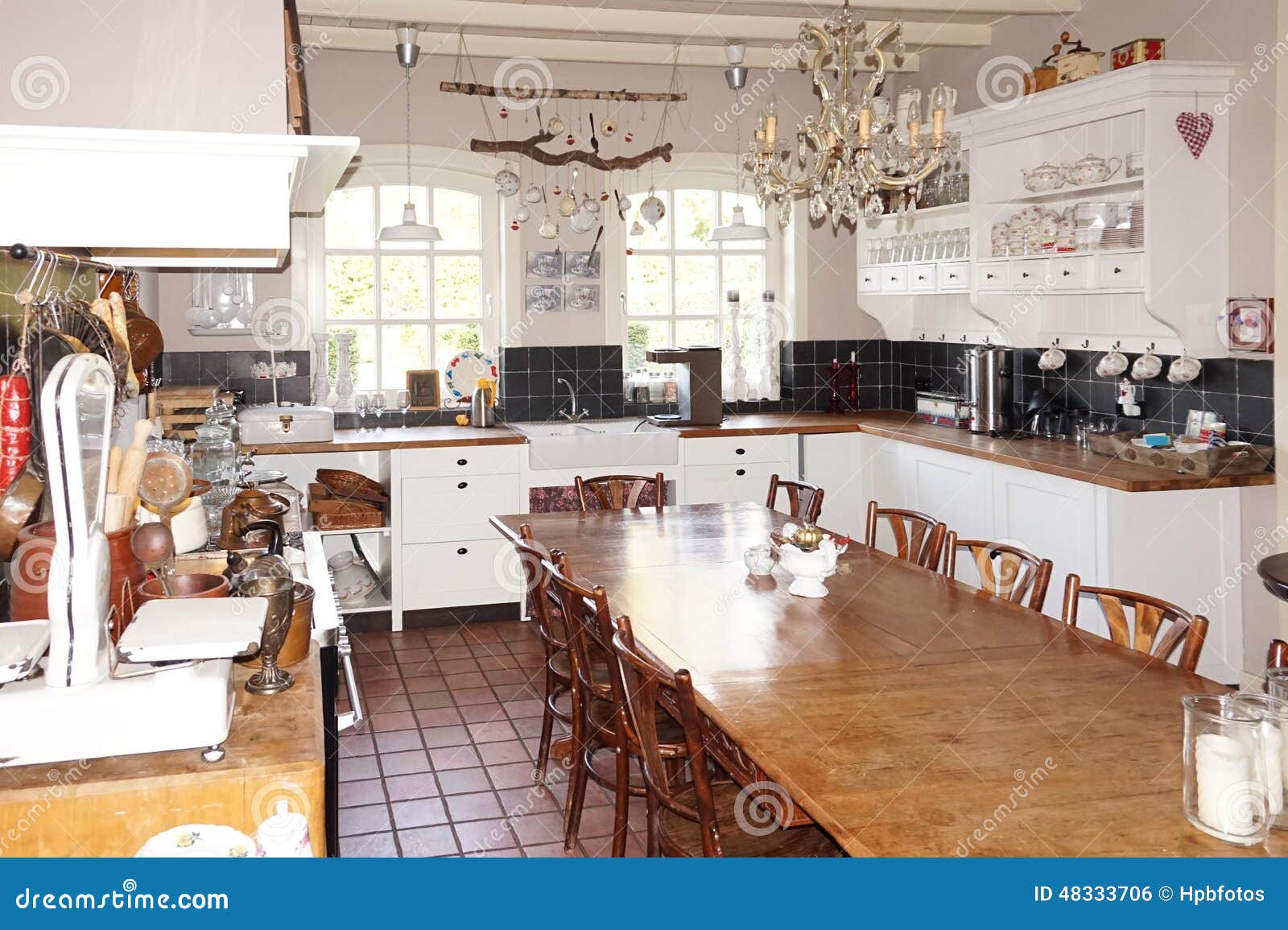 Restored Old Fashioned Kitchen Stock Photo - Image of decorating ...