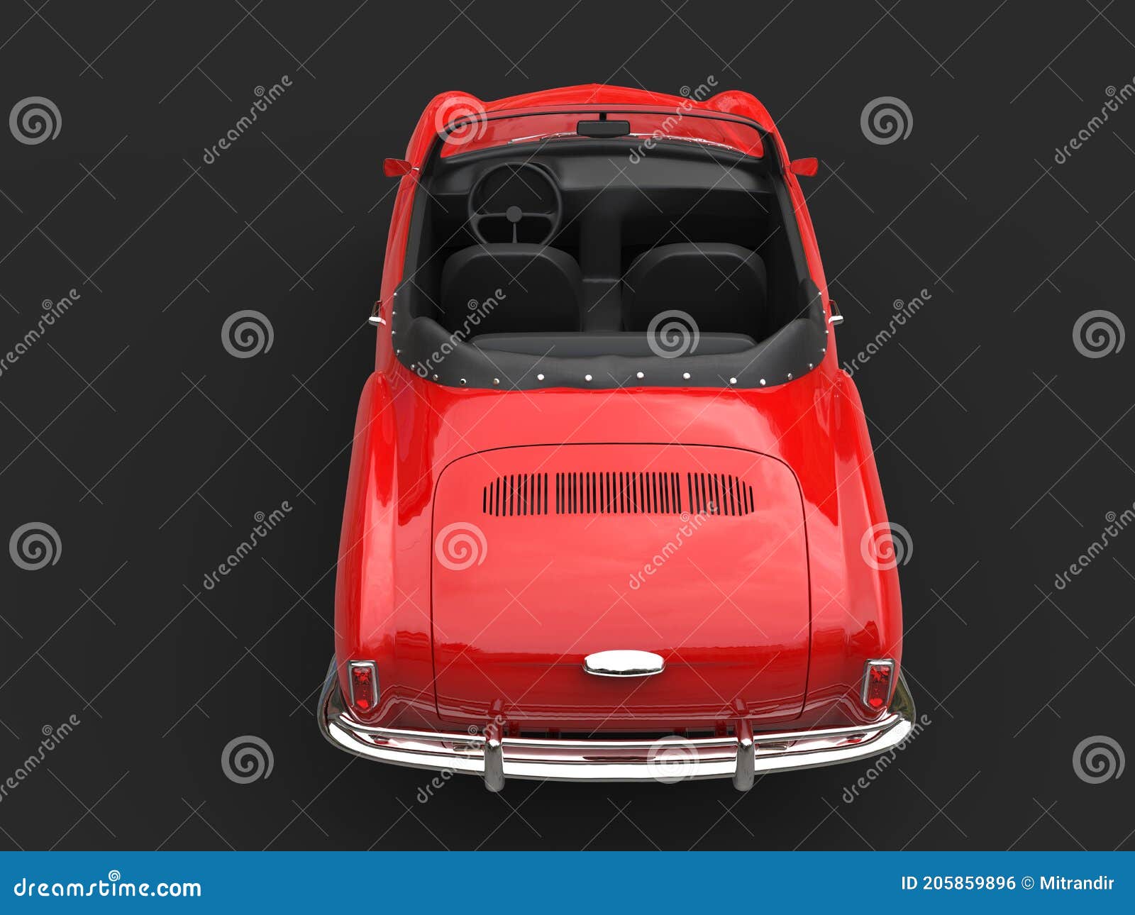 Restored Old Vintage Red Cabriolet Car - Top Down View Stock ...