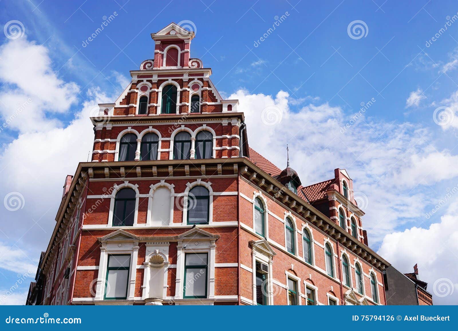Restored Red Brick Historicist Building in Germany Stock Photo - Image ...