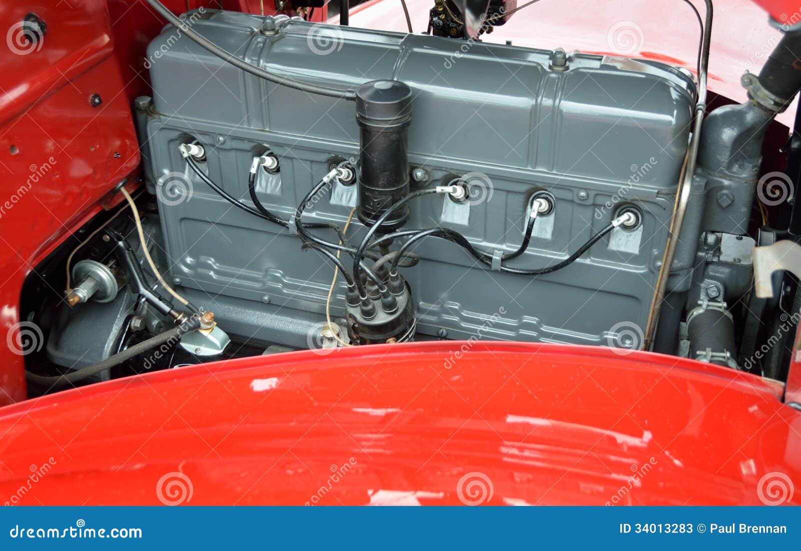 Restored Vintage Car Engine Stock Image - Image of historical, details ...