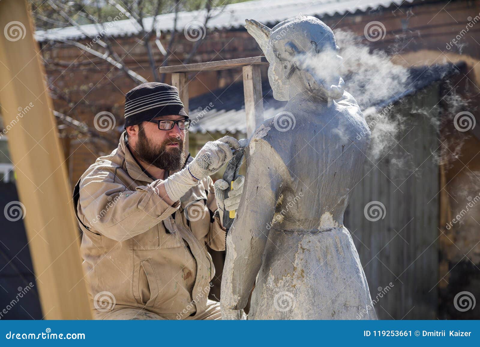 Restorer is Engaged in the Restoration of the Statue Stock Image ...