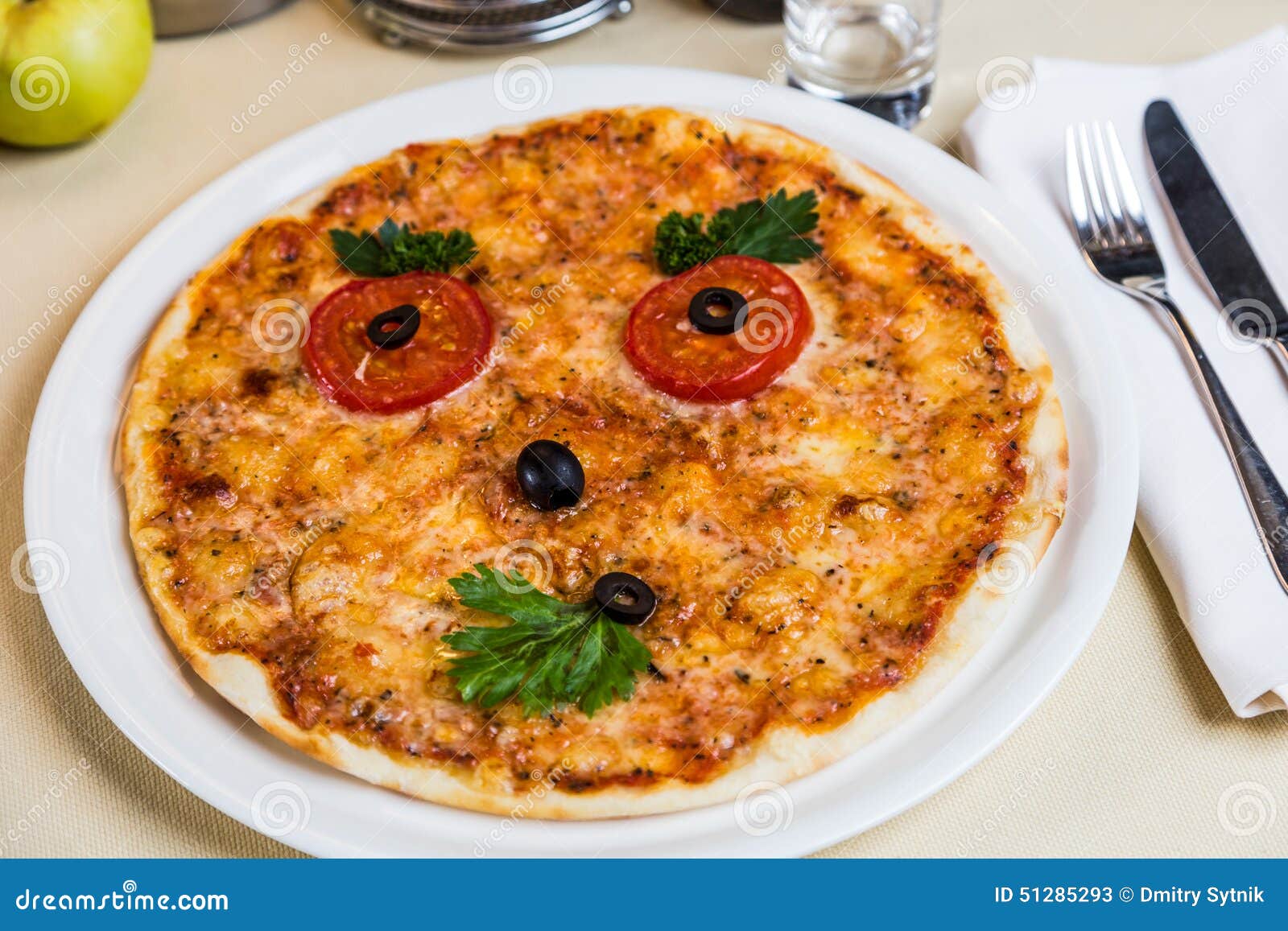 Restourant Serving Dish For Child`s Menu Pizza With Face Royalty-Free ...