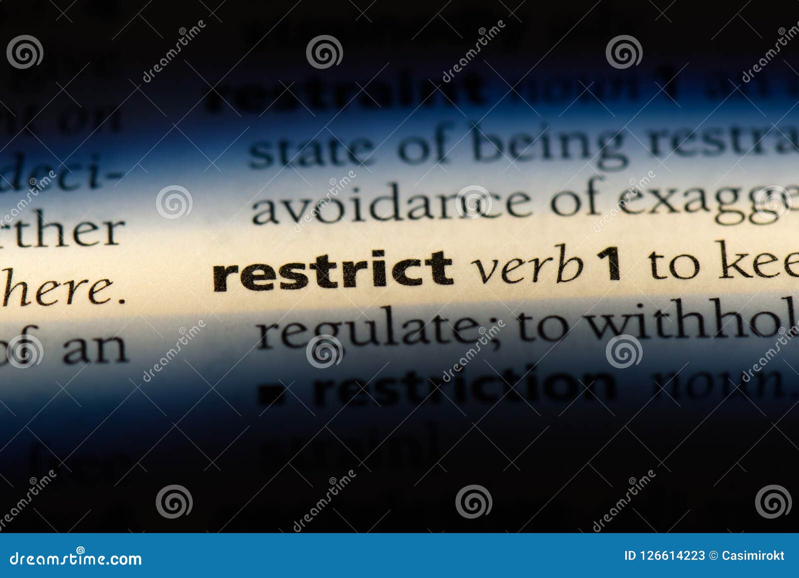 Restrict stock image. Image of page, definition, text - 126614223