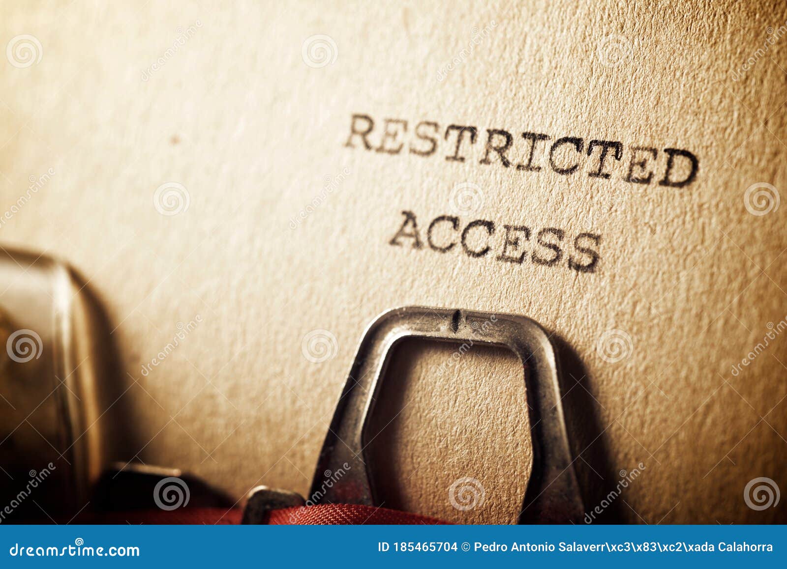 Restricted access text stock photo. Image of area, letter - 185465704
