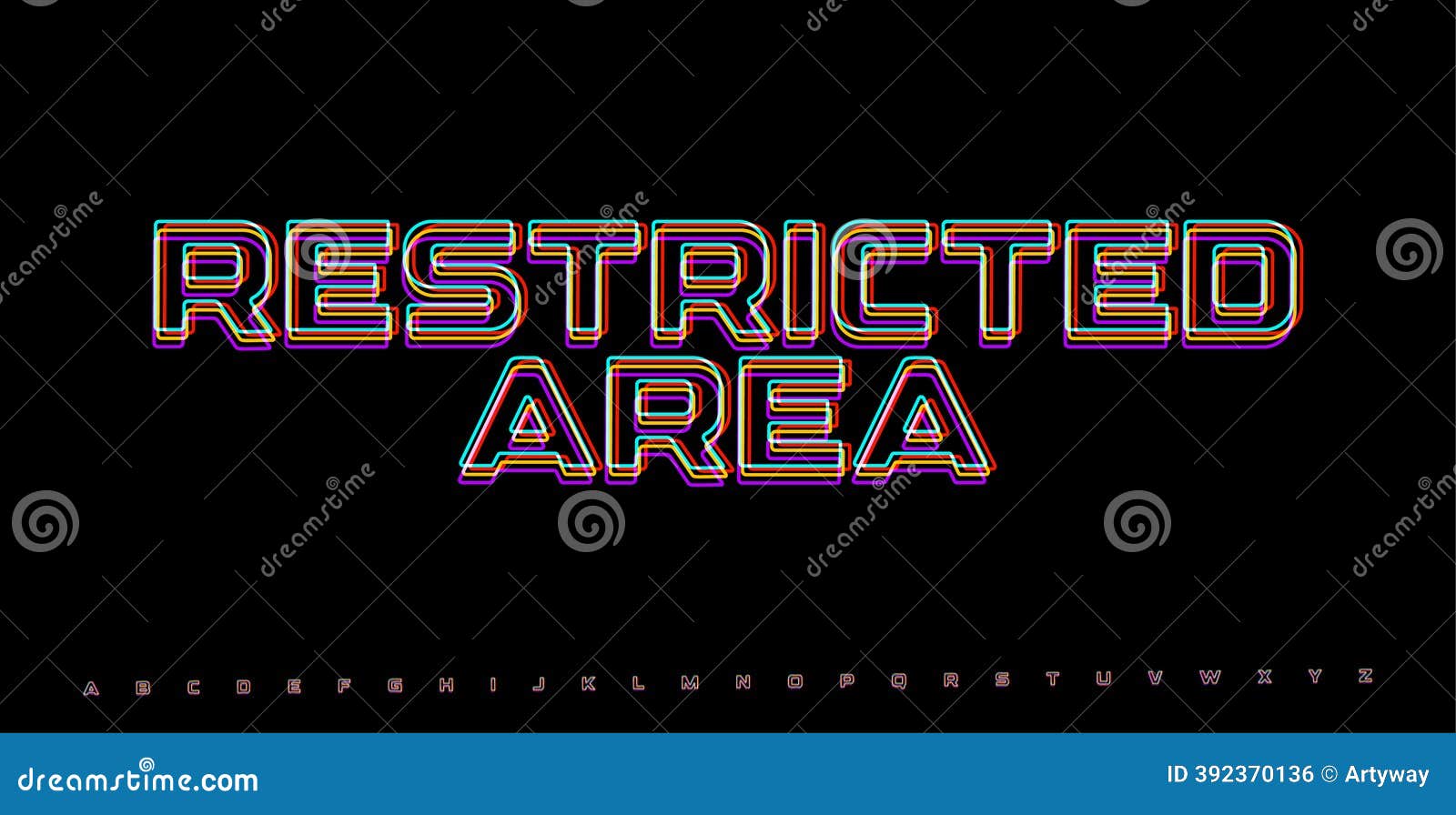 RESTRICTED AREA Cyberpunk Glitch Text. RGB Neon Alert Headline For Tech ...