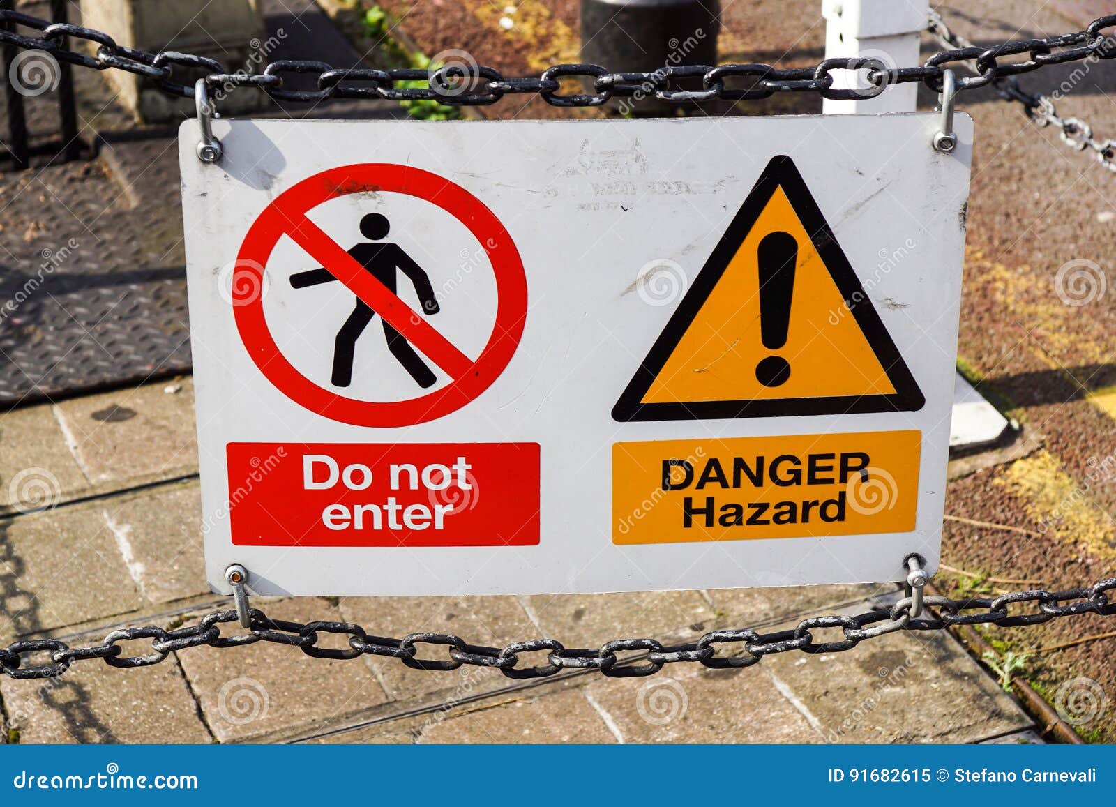 Restricted Area Do Not Enter and Danger Sign Stock Image - Image of ...