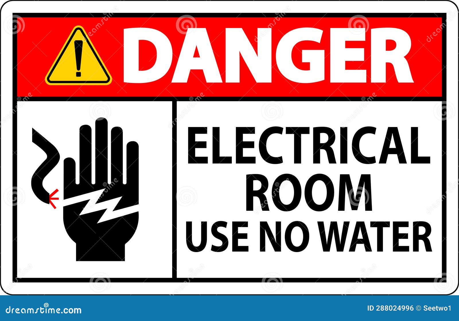 Restricted Area Sign Danger Electrical Room Use No Water Stock Vector ...