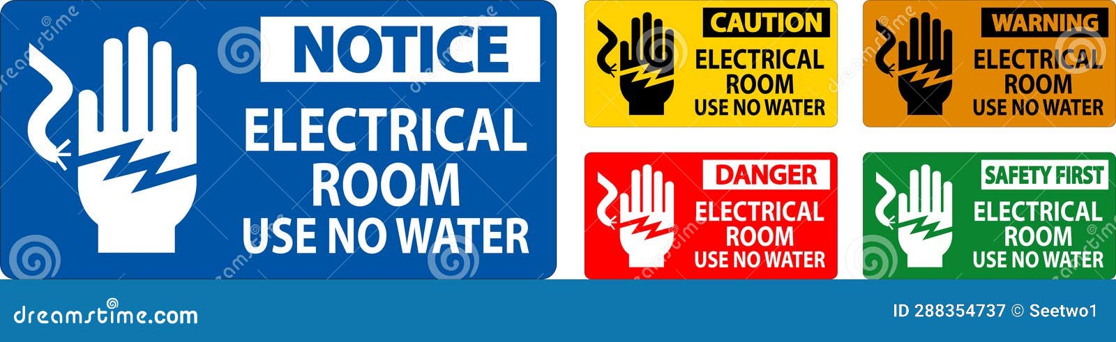 Restricted Area Sign Danger Electrical Room Use No Water Stock Vector ...