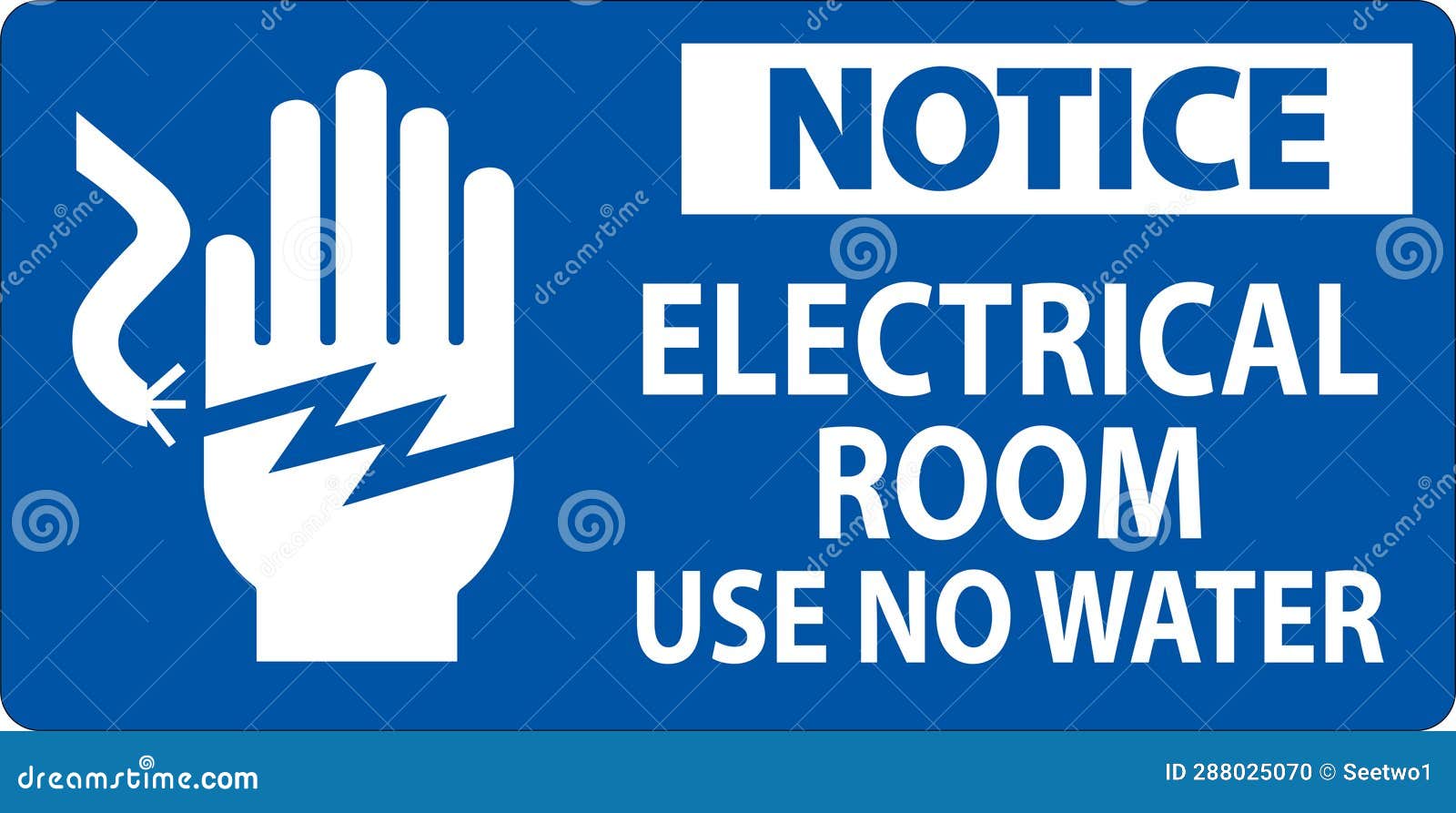 Restricted Area Sign Notice Electrical Room Use No Water Stock Vector ...