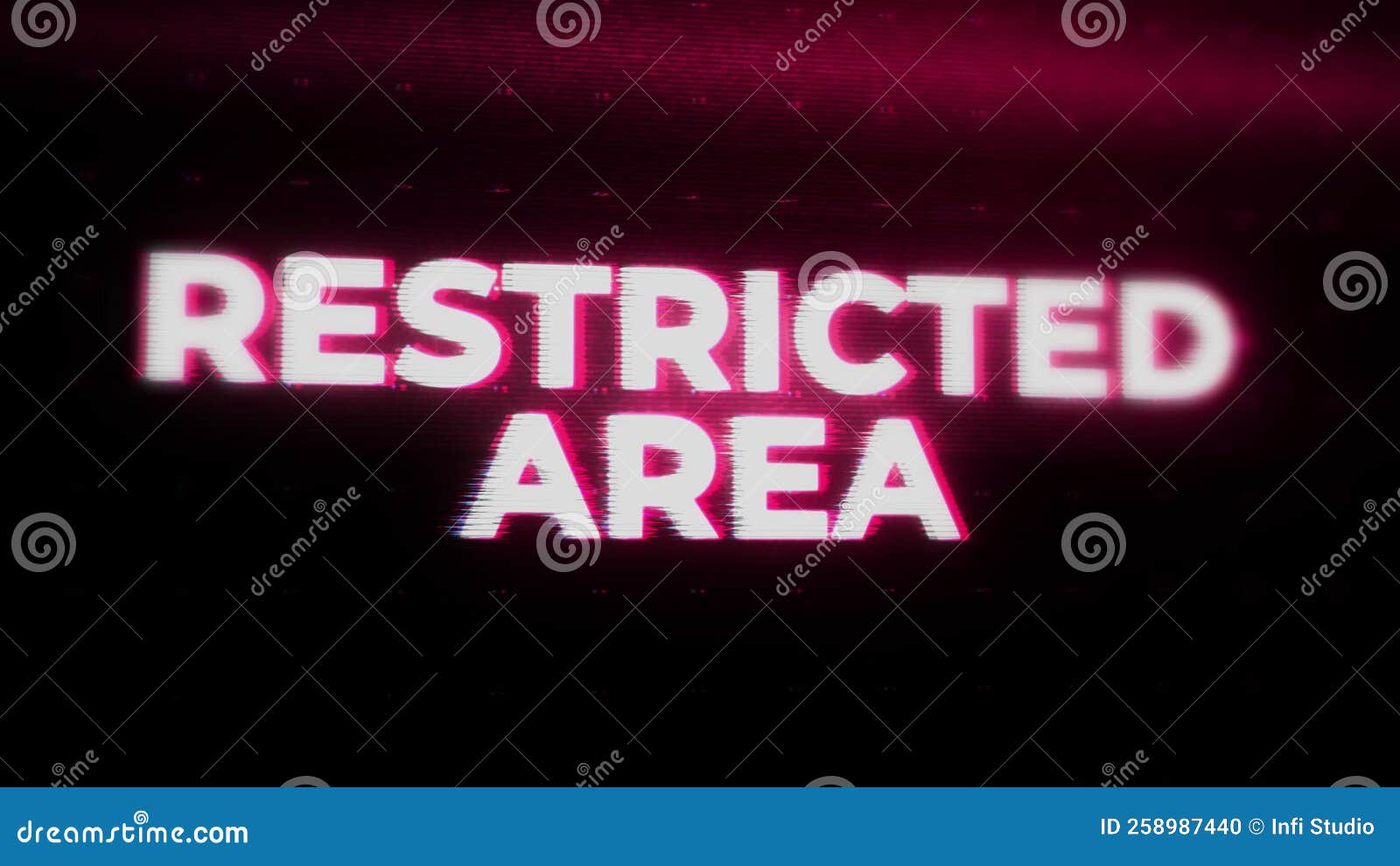 Restricted Area Warning Alert Error Message Flashing On Screen Computer System Crash Stock