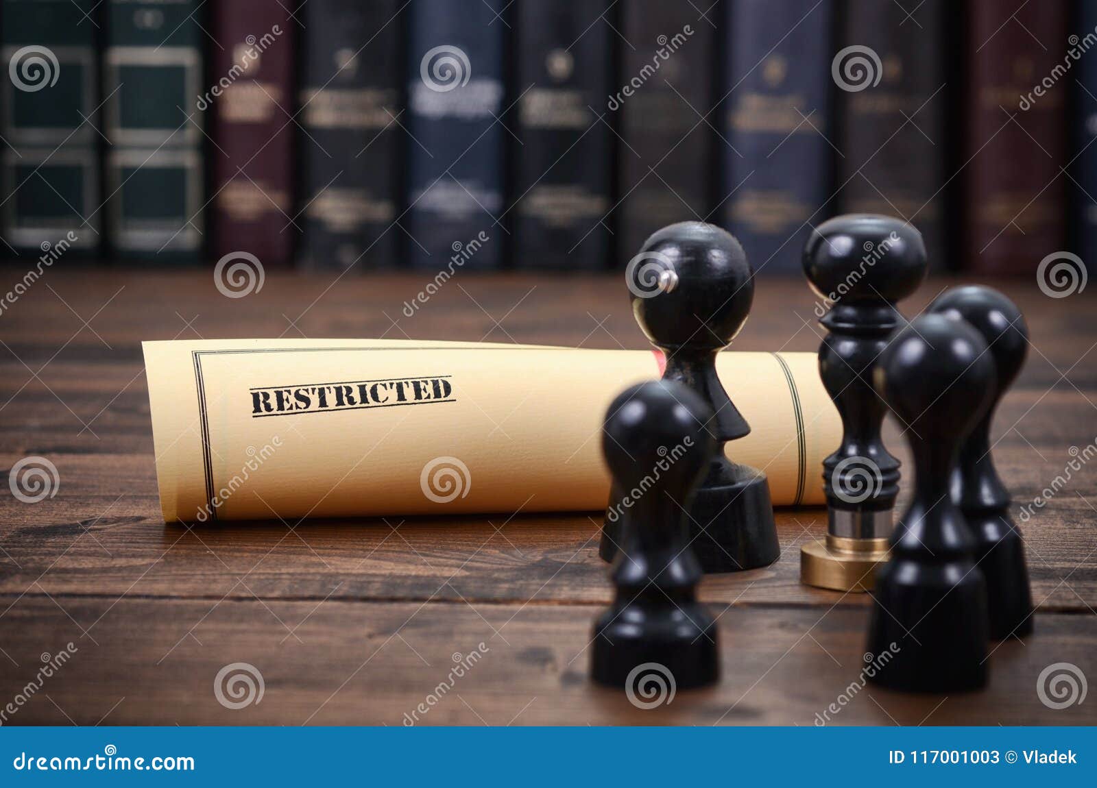 Restricted Document and Notary Seal on the Wooden Background. Stock ...