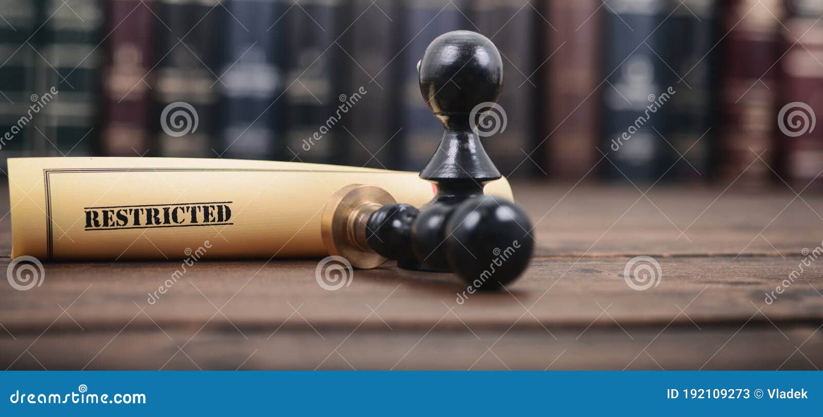 Restricted Document and Notary Seal on the Wooden Background Stock ...