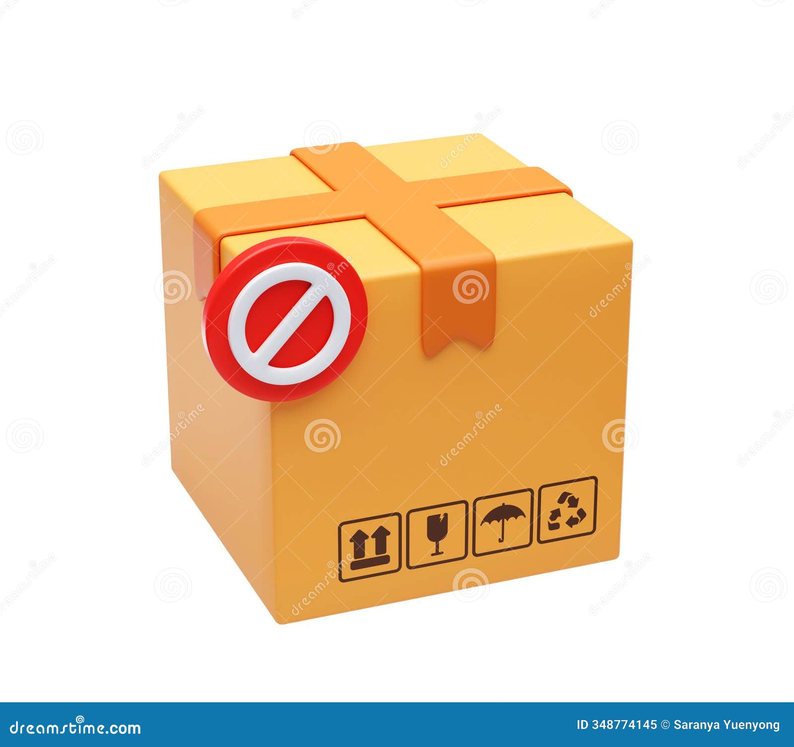 Restricted Icon on Cardboard Package 3D Illustration Stock Illustration ...