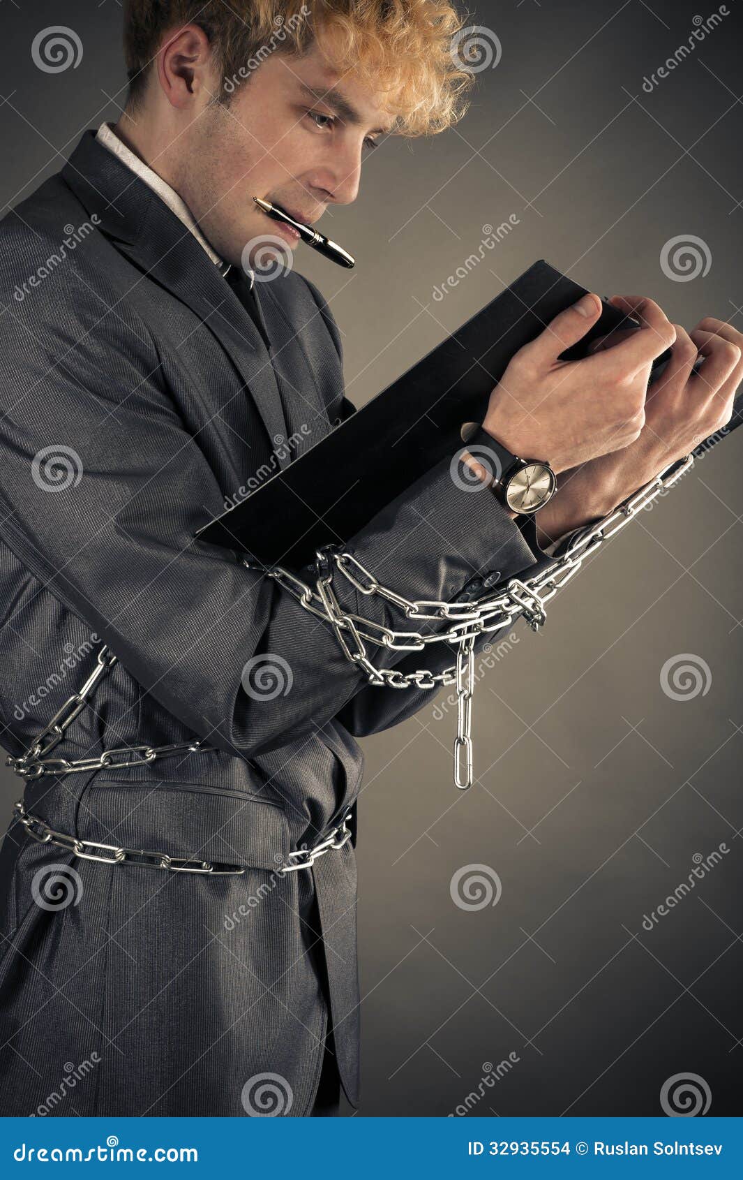 Restricted in Movement Businessman Stock Photo - Image of ideas, gray ...