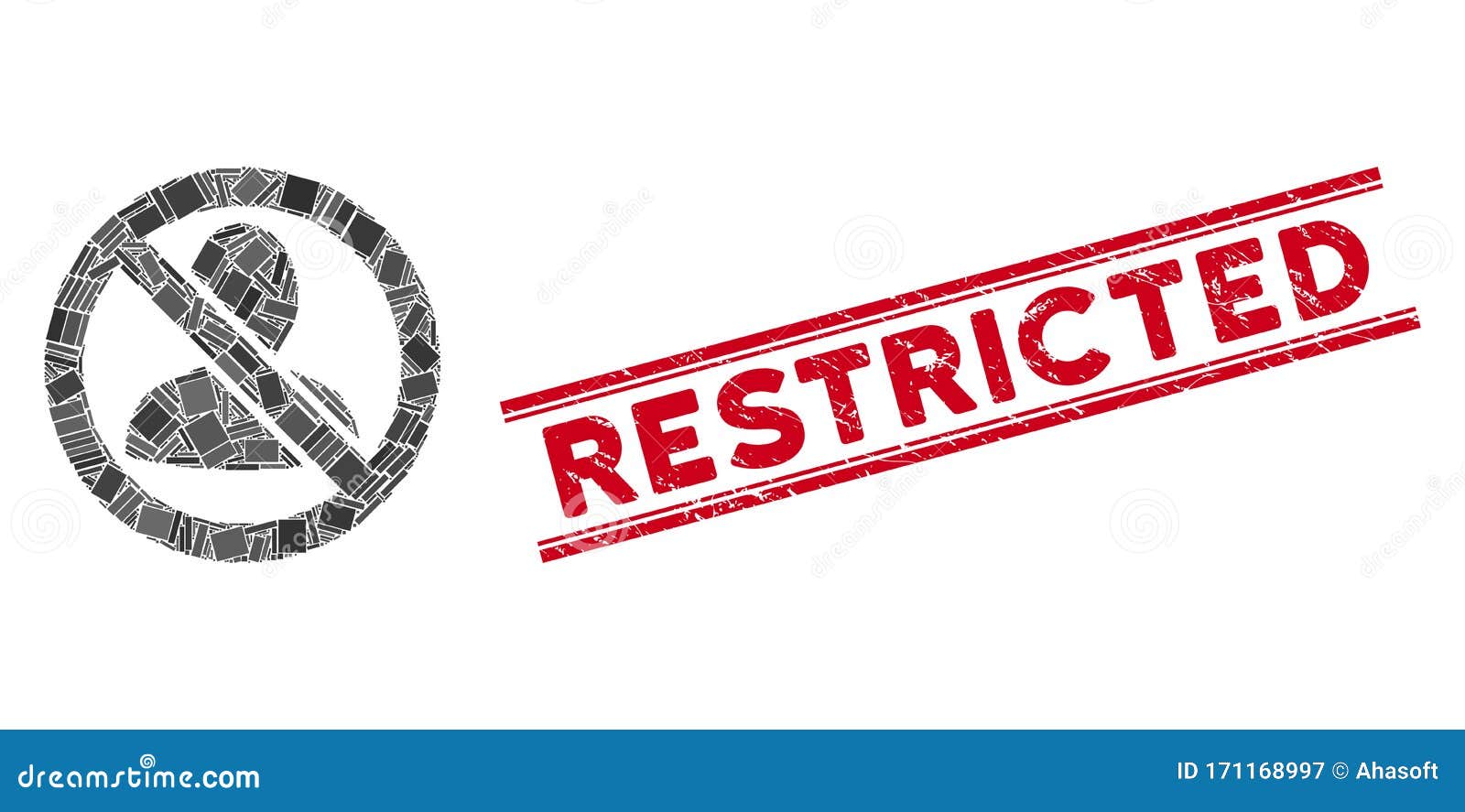 Restricted User Mosaic and Distress Restricted Stamp Seal with Lines ...