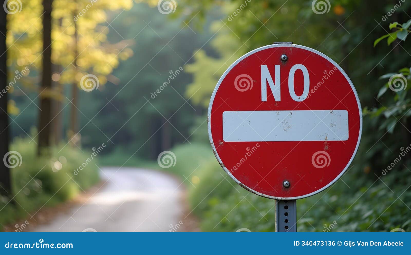 Restricted Zone No Entry Sign With Barrier In Background Stock Photo ...