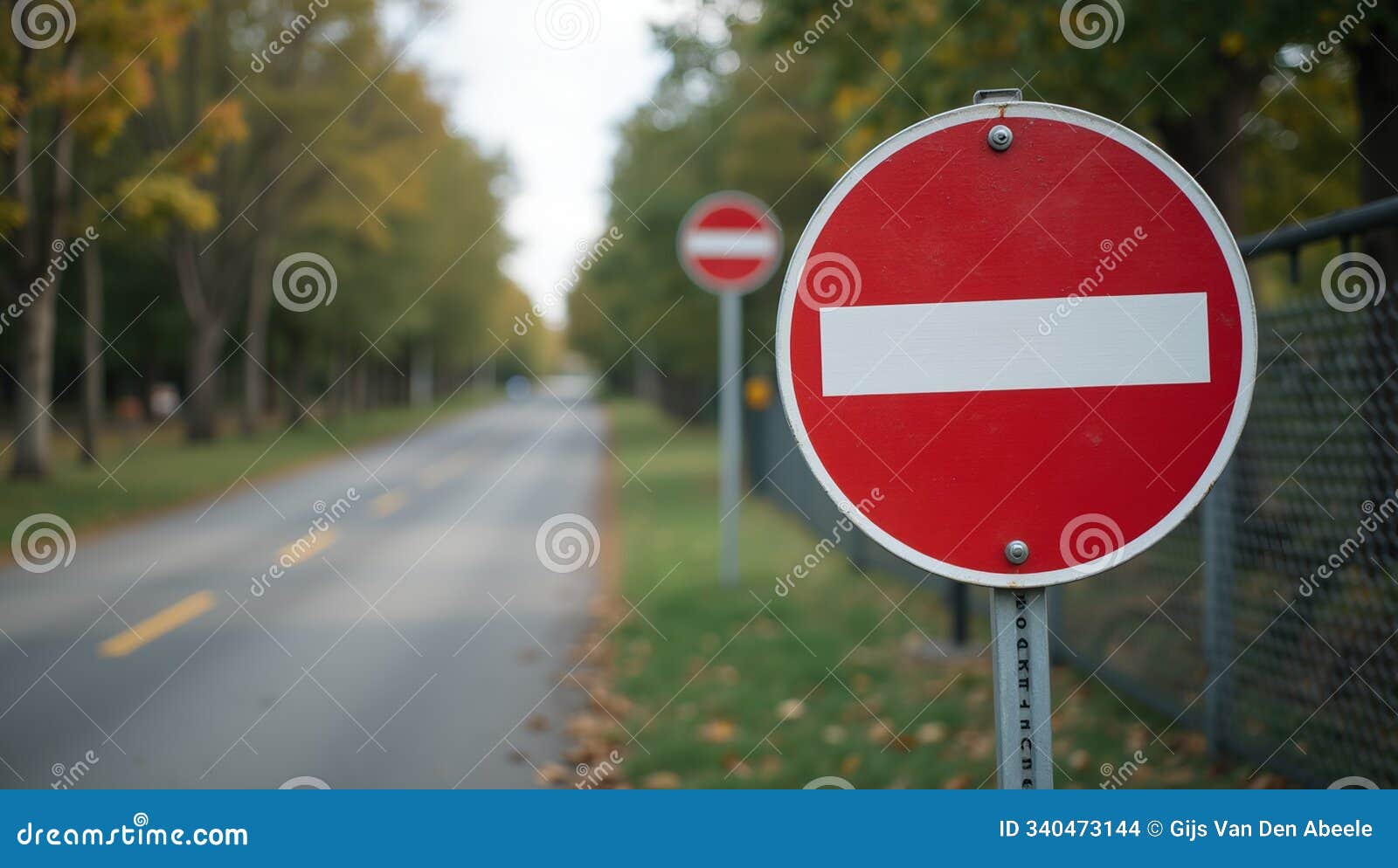 Restricted Zone No Entry Sign with Barrier in Background Stock ...