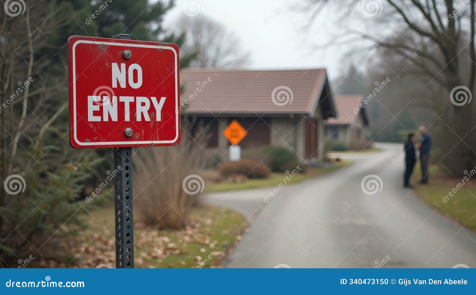 Restricted Zone No Entry Sign with Barrier in Background Stock ...