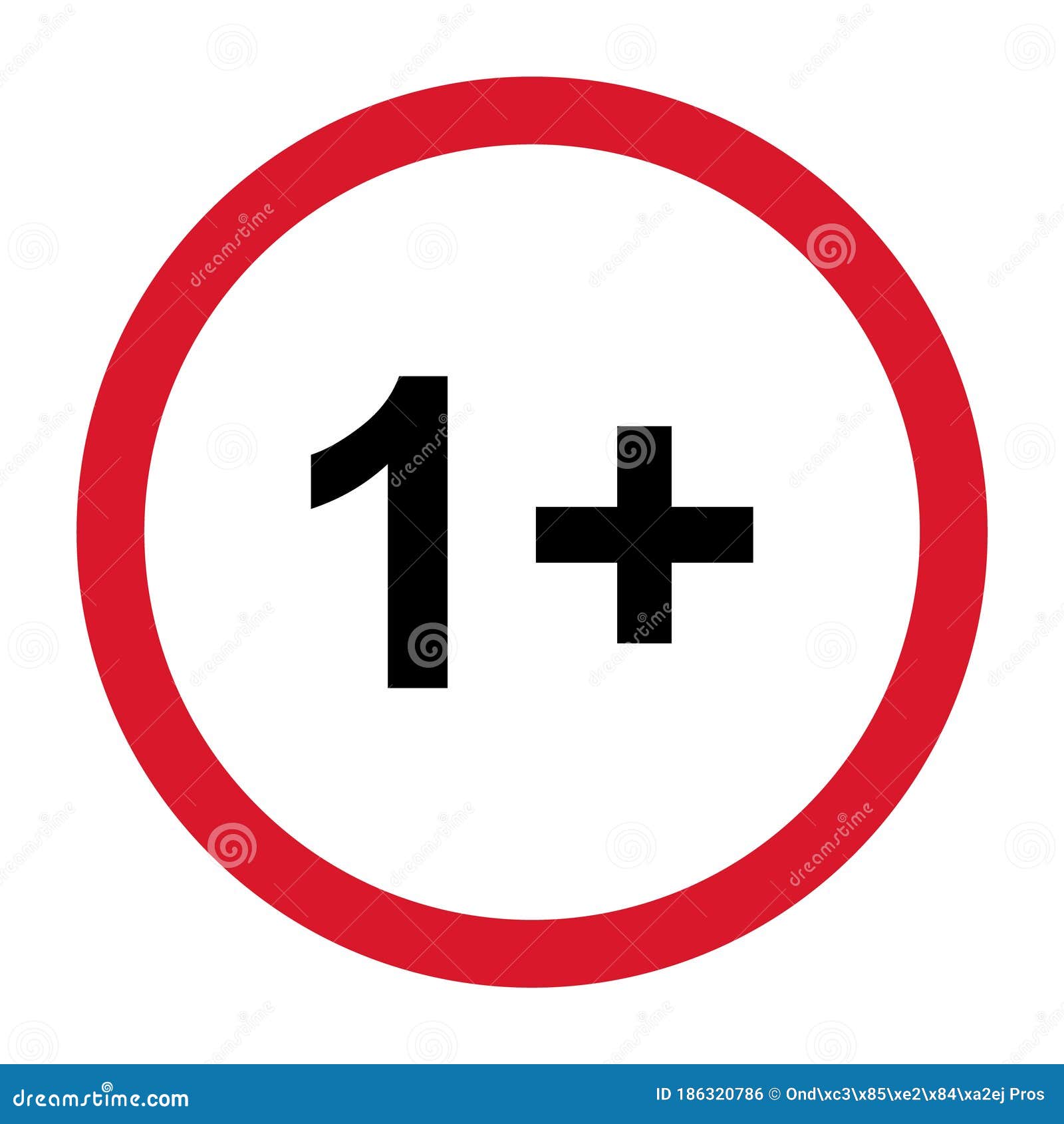 1 Restriction Flat Sign With Red Circle Isolated On White Background