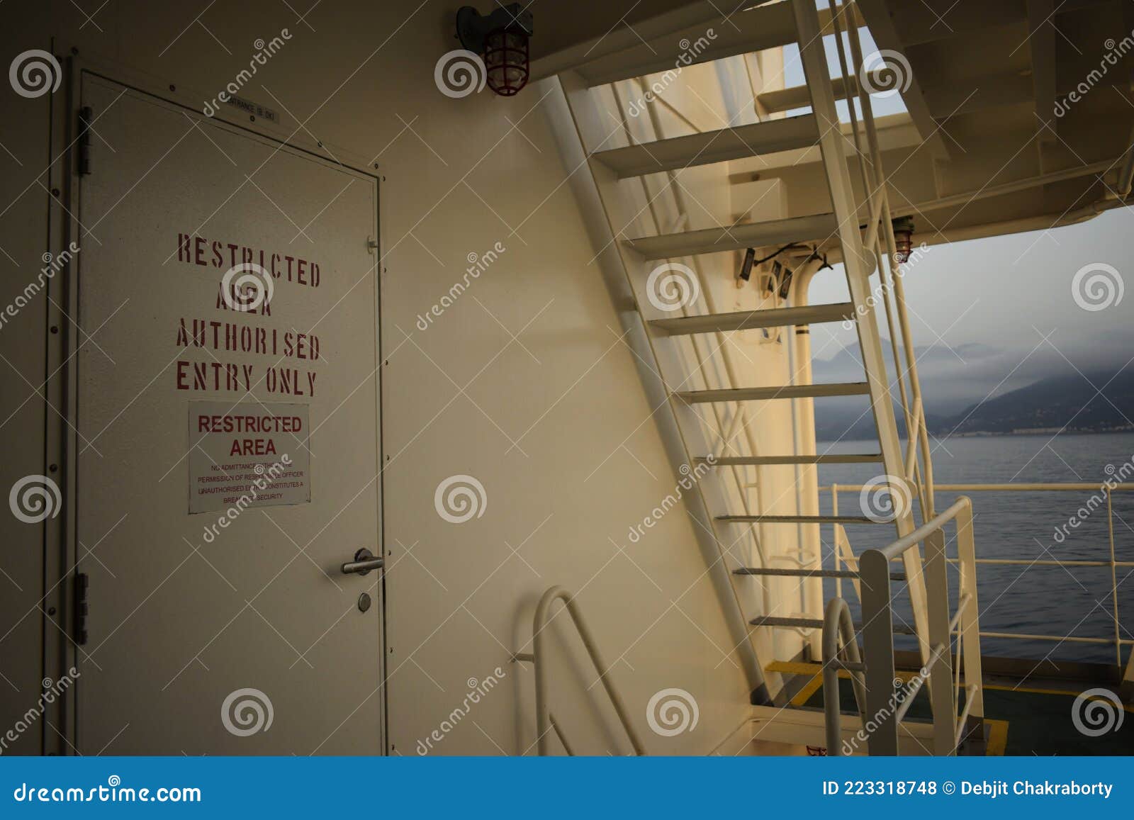 Restriction Notice on the Door Stock Photo - Image of metal, ship ...
