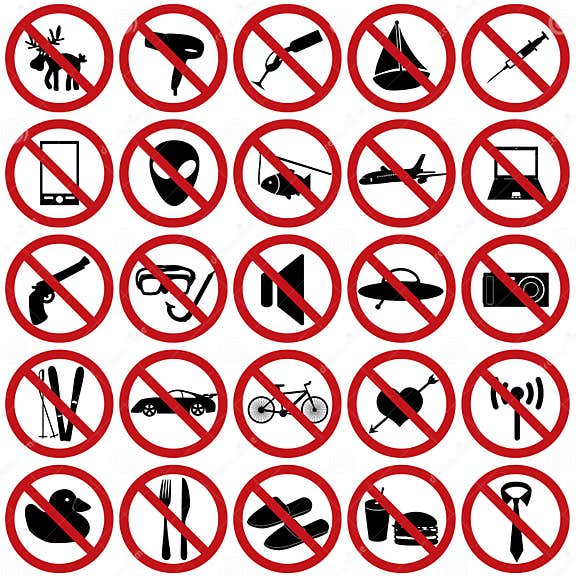 Restriction sign set stock vector. Illustration of graphic - 37377713
