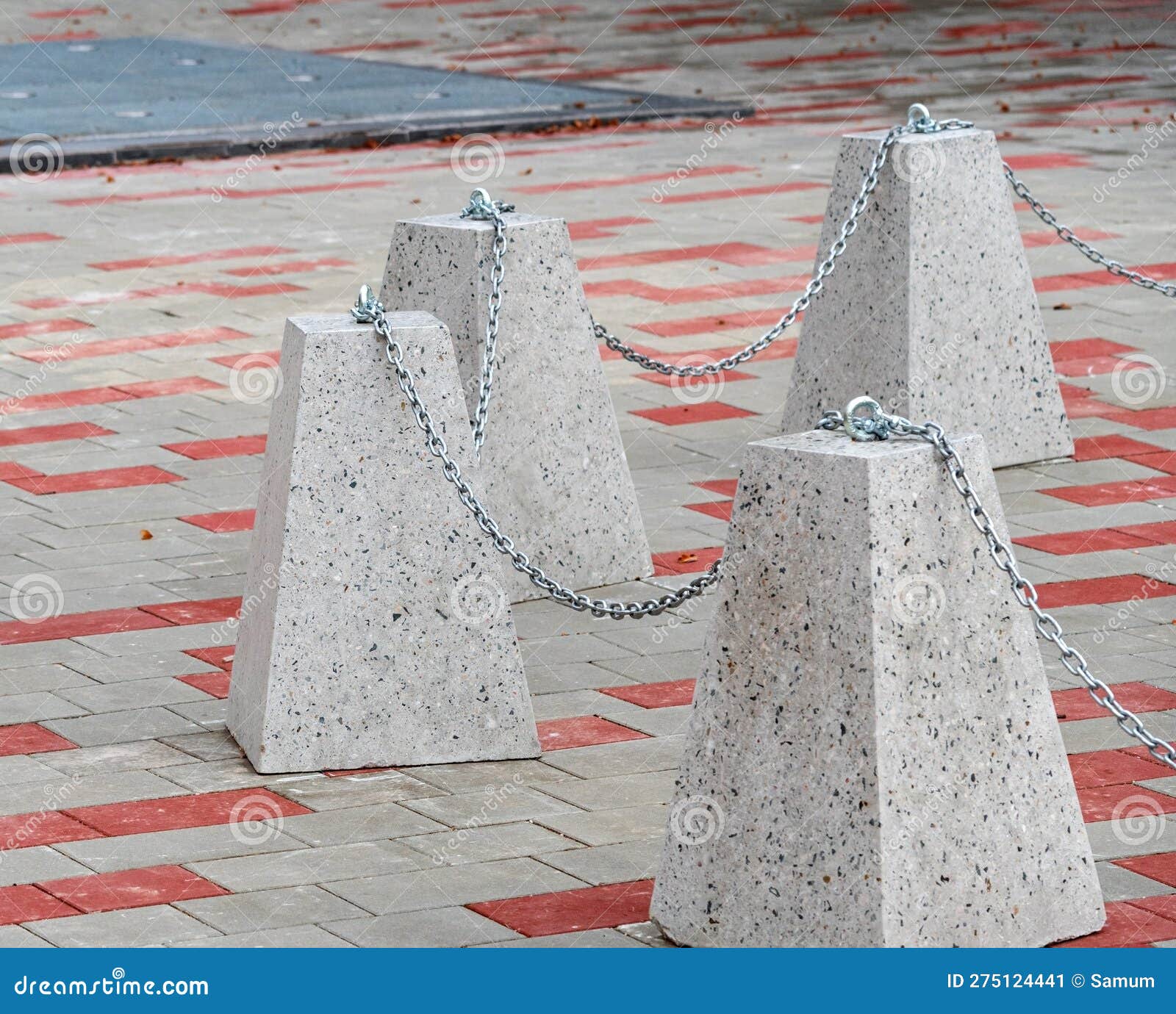 Restrictive Columns with Metal Chains Stock Image - Image of restricted ...