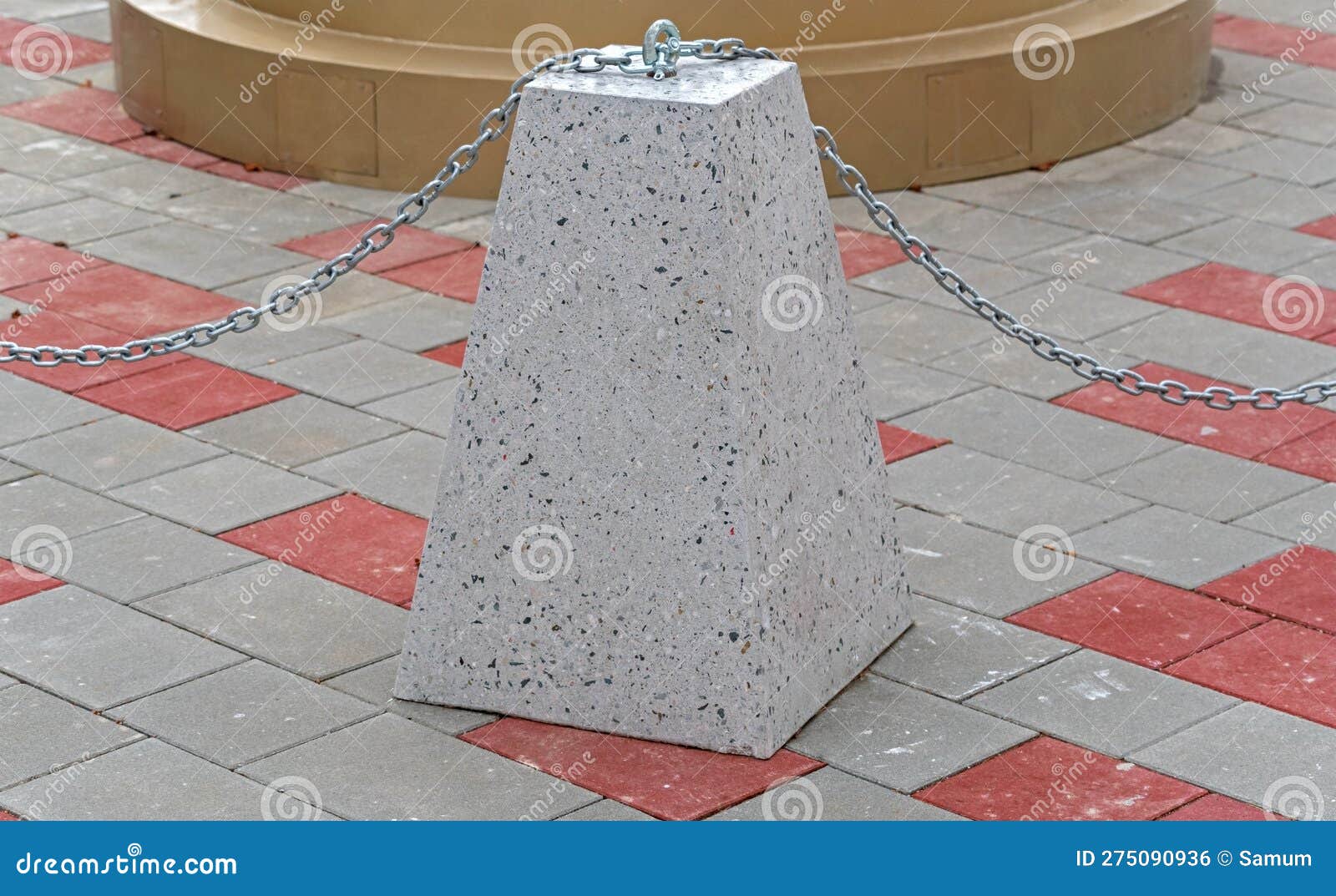 Restrictive Columns with Metal Chains Stock Photo - Image of pillar ...