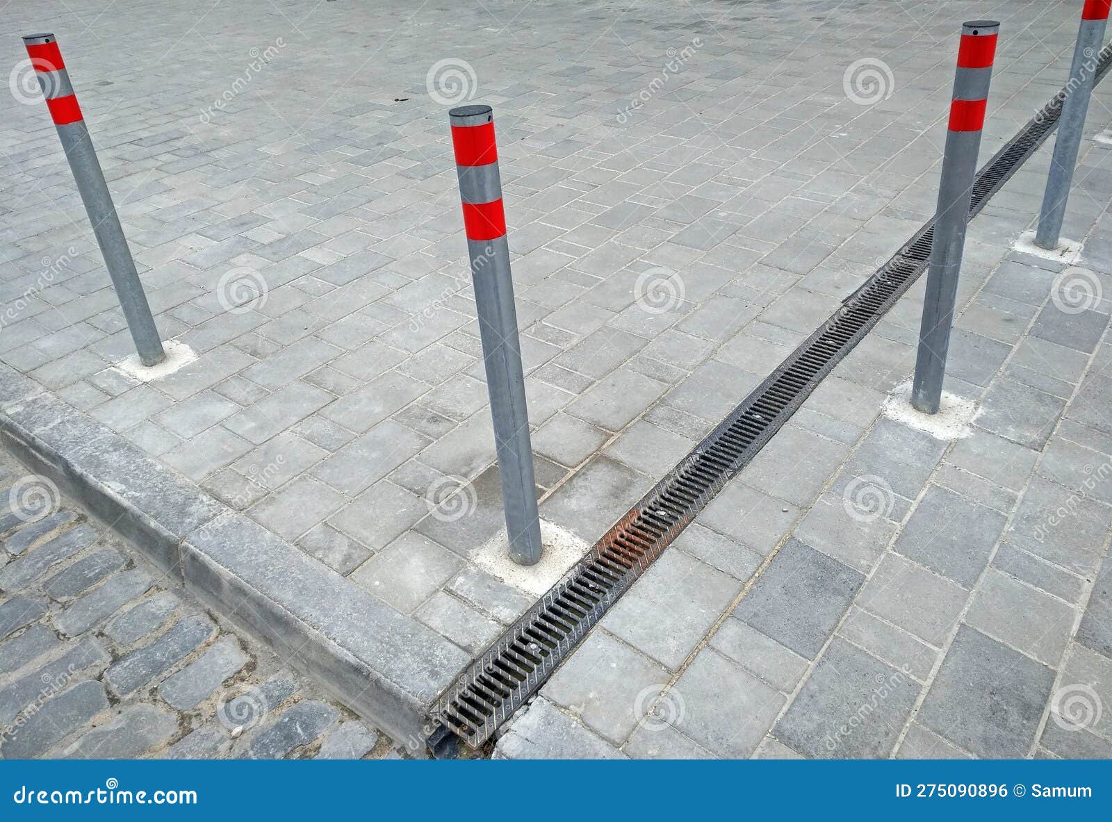 Restrictive Posts between the Pedestrian Sidewalk and the Road Stock ...