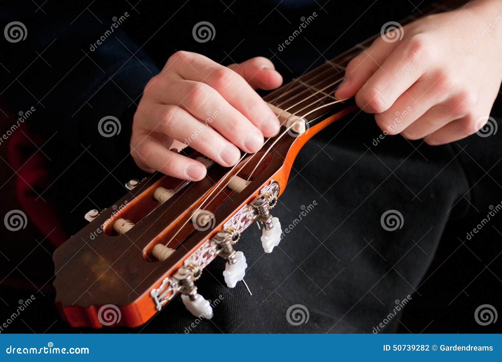 Restring a Classical Guitar, Close Up Stock Photo - Image of repair ...