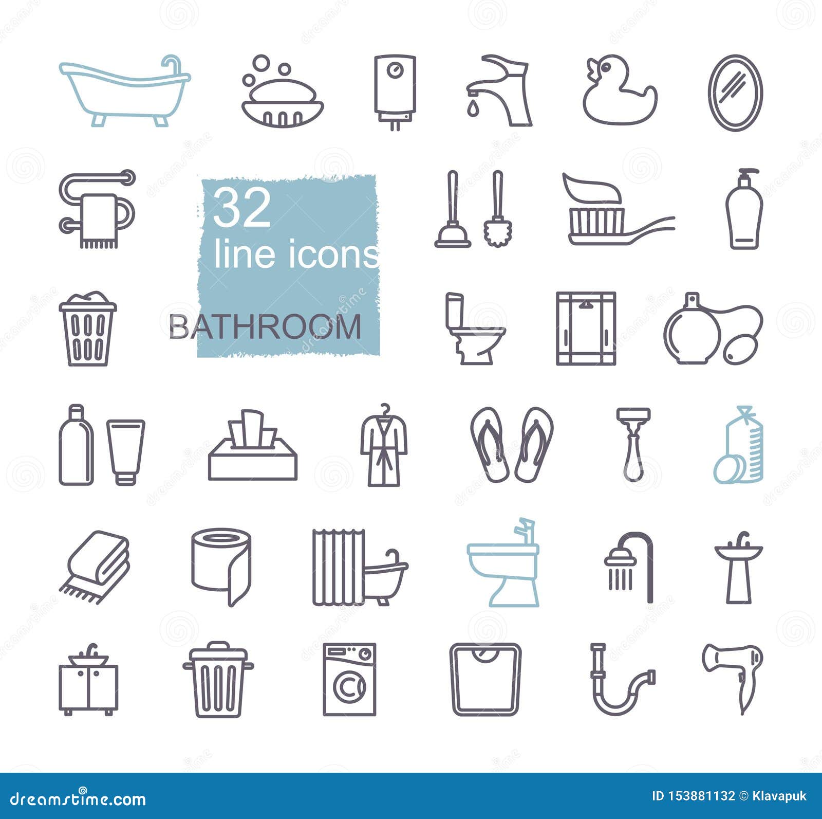 Restroom Bathroom Icon Set. Line Style Stock Vector. Stock Vector ...