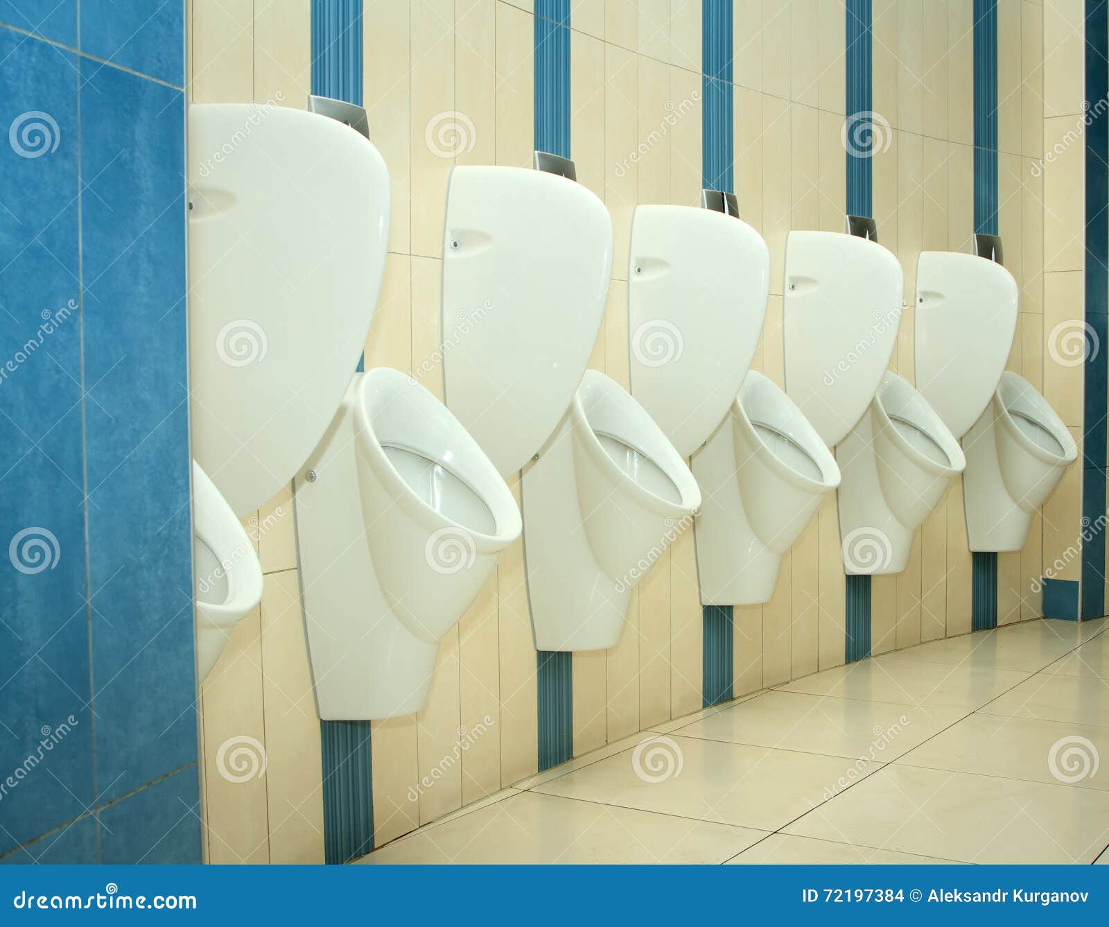Restroom Interior with Urinal Row Stock Photo - Image of flush, male ...