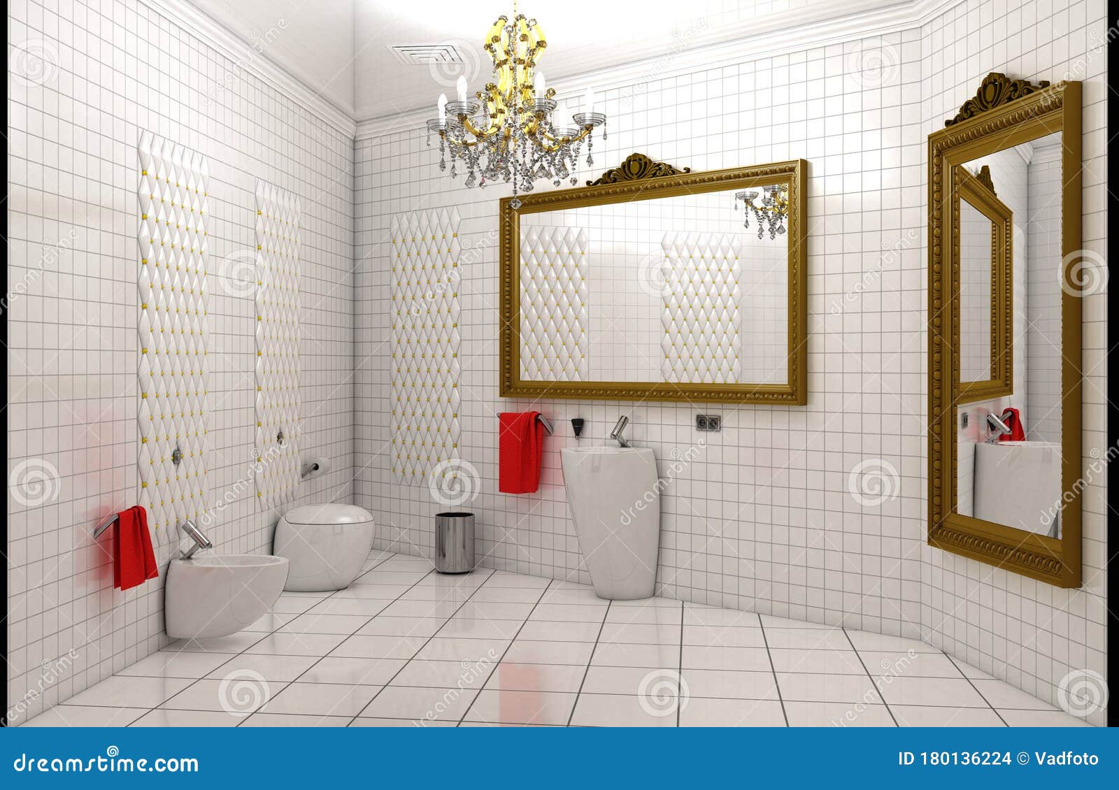 Restroom, Interior Visualization, 3D Illustration Stock Illustration ...