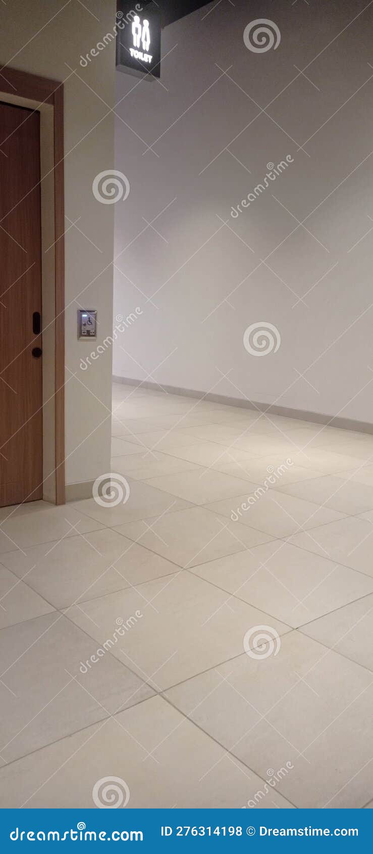 Restroom in Mall with a Sign Interior Design White Walls Stock Photo ...