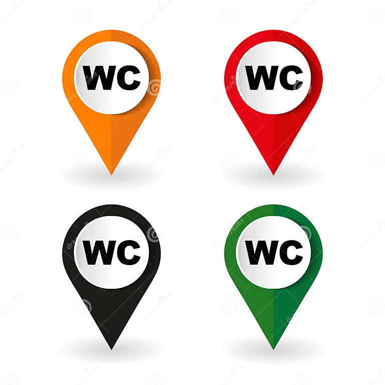 Restroom Map Pointer Icon on White Background Stock Vector ...