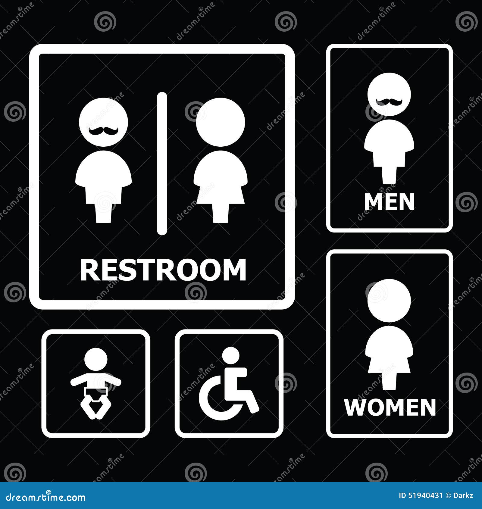 Restroom Sign Logo Black Silhouette Triangle Style Cartoon Vector ...