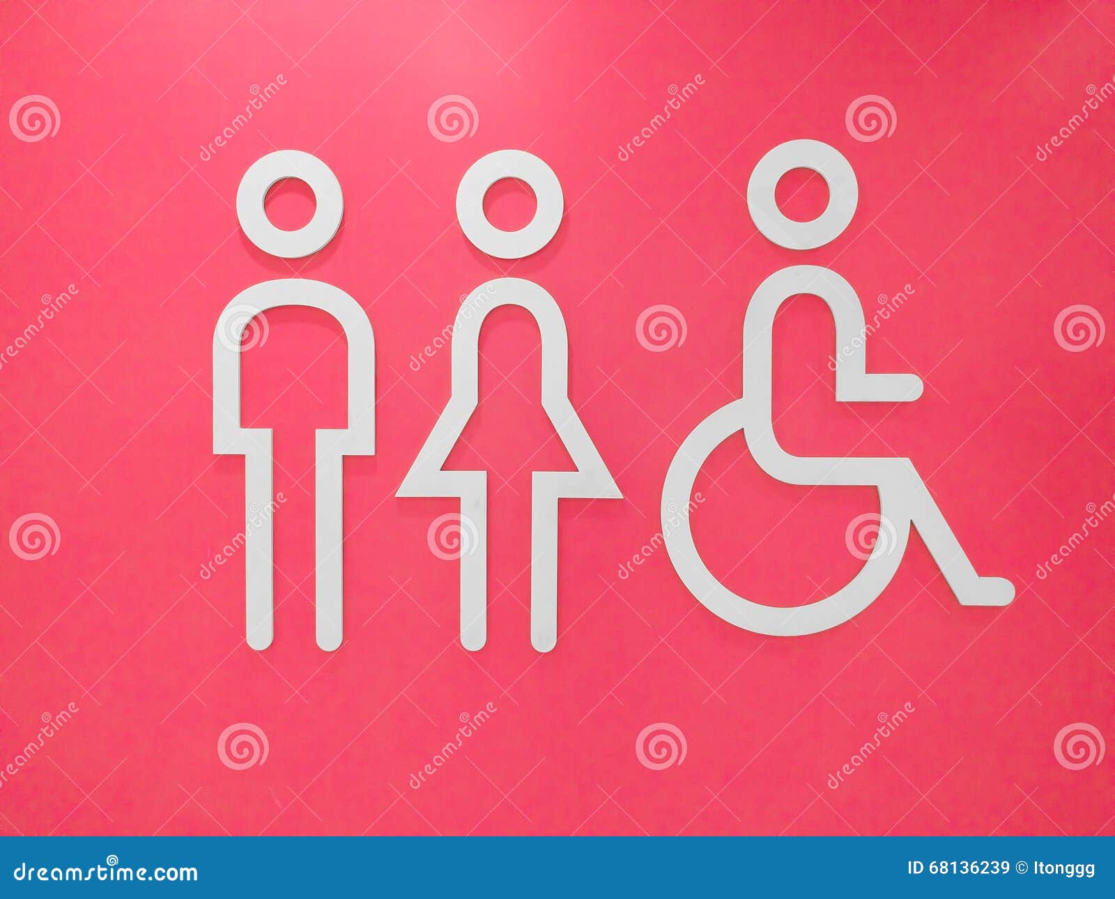 Restroom Signs with a Disabled Access Symbol on Pink Background Stock ...