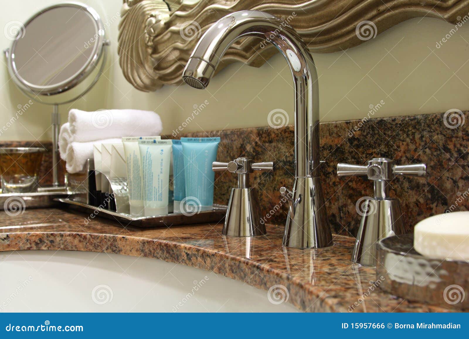 Restroom Tap, Soap and Towel Stock Photo - Image of room, basin: 15957666