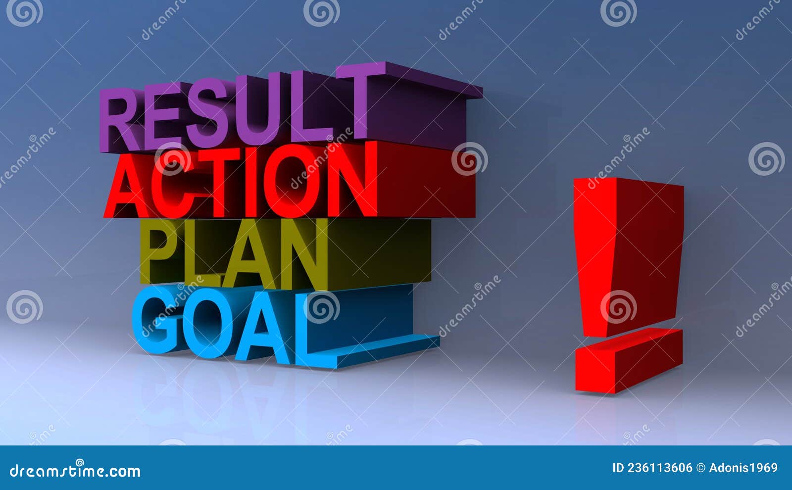 Result Action Plan Goal on Blue Stock Illustration - Illustration of ...