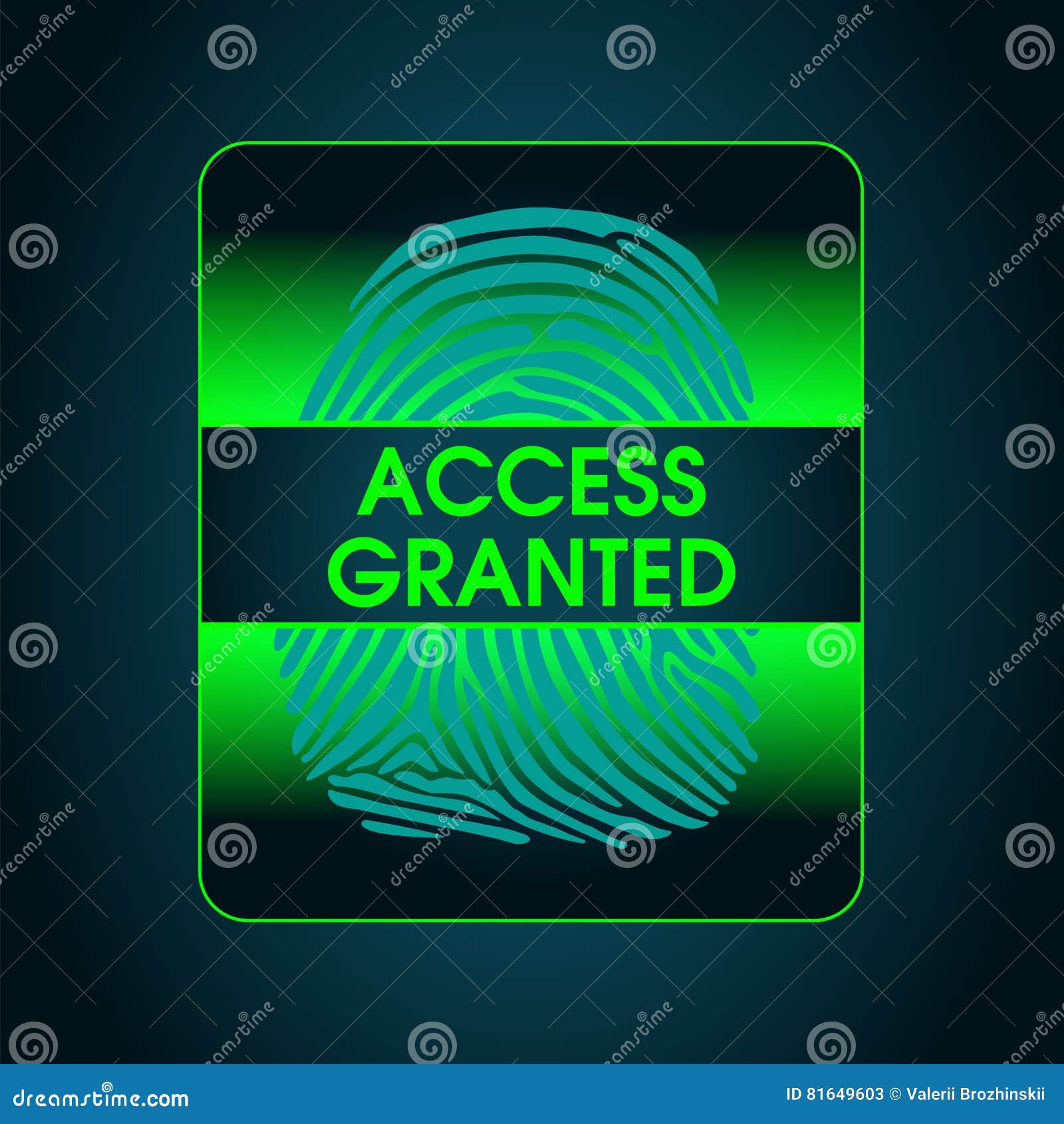 The Result of the Fingerprint Scan Access is Granted Stock Vector ...