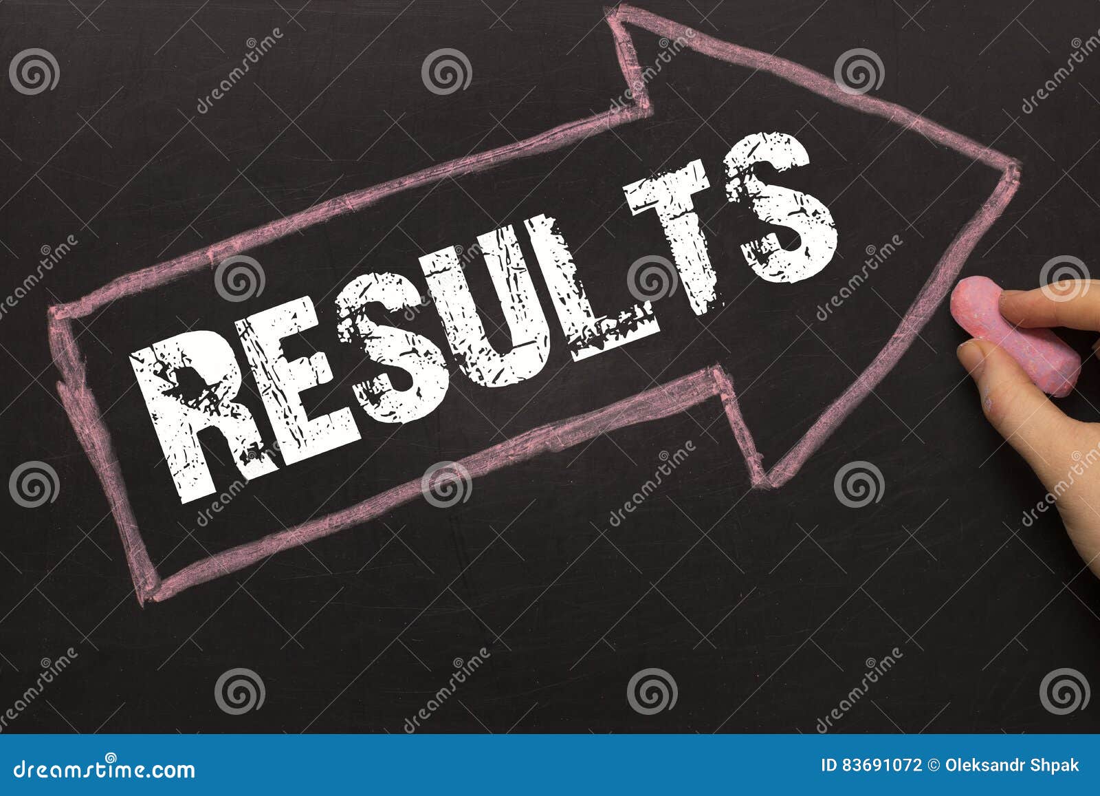 Results - Chalkboard with Arrow on Black Stock Photo - Image of ...