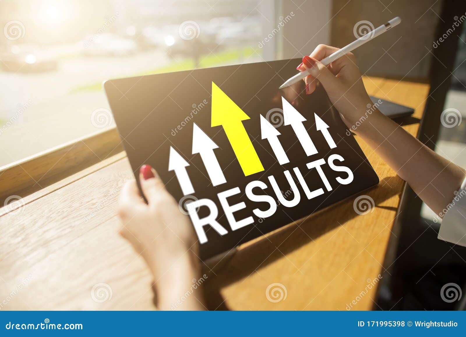 Results Growth Arrow on Screen. Business and Personal Development ...