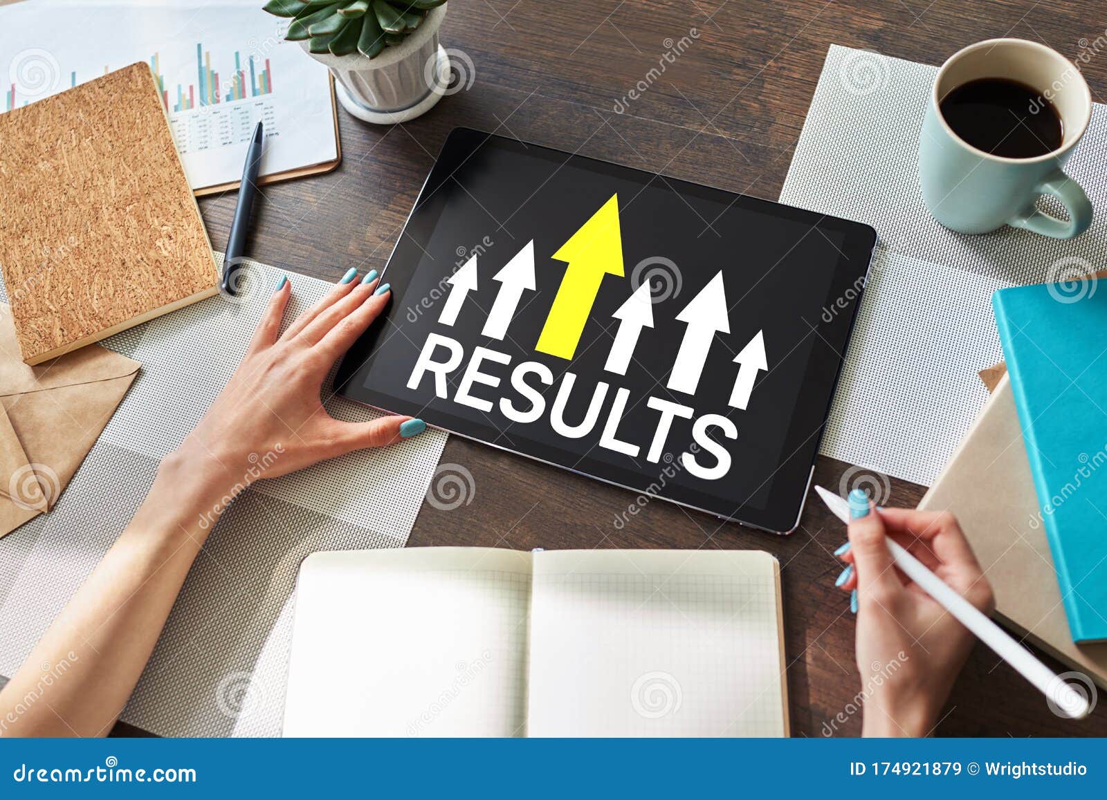 Results Growth Arrow on Screen. Business and Personal Development ...