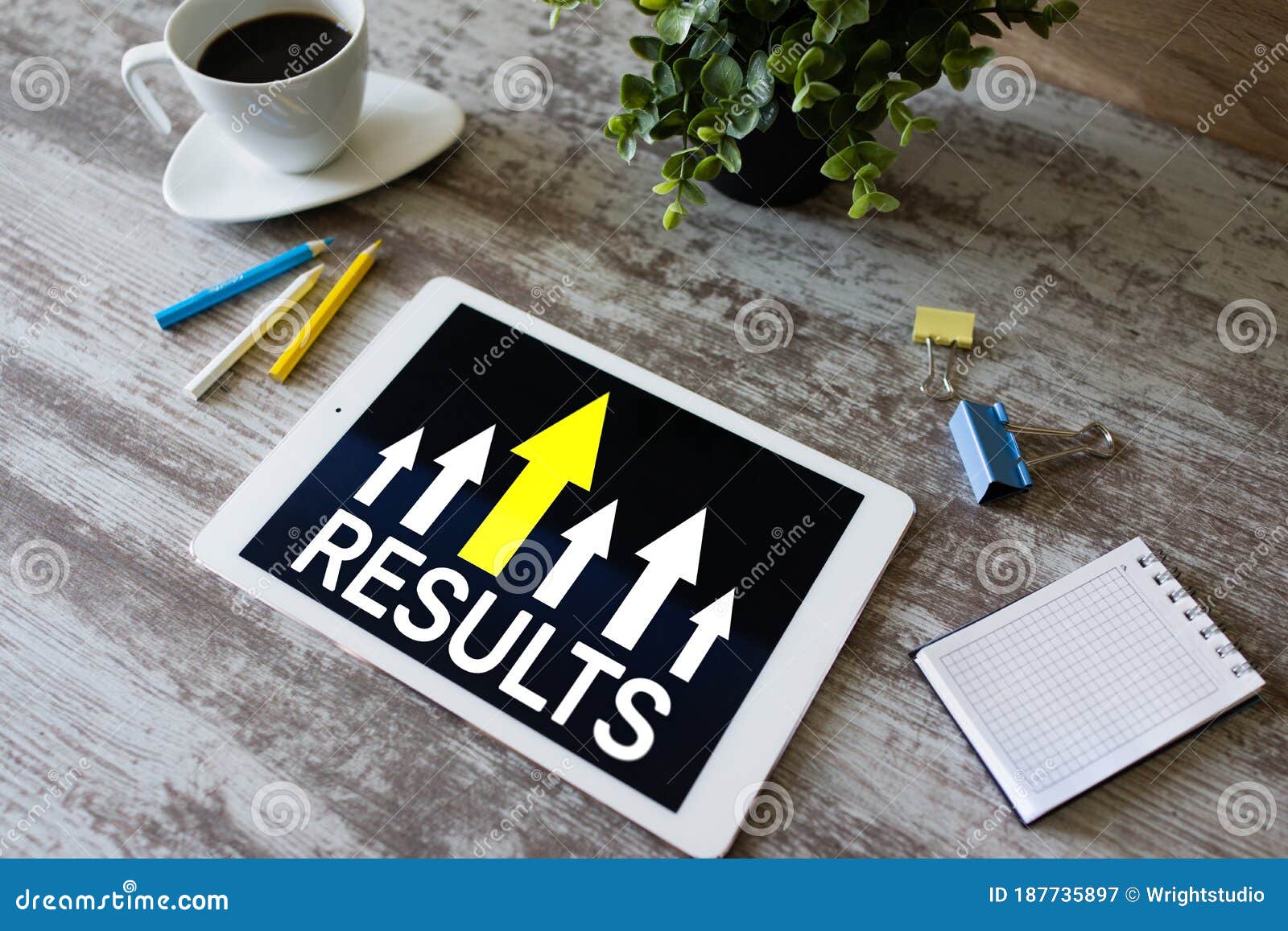 Results Growth Arrow on Screen. Business and Personal Development ...