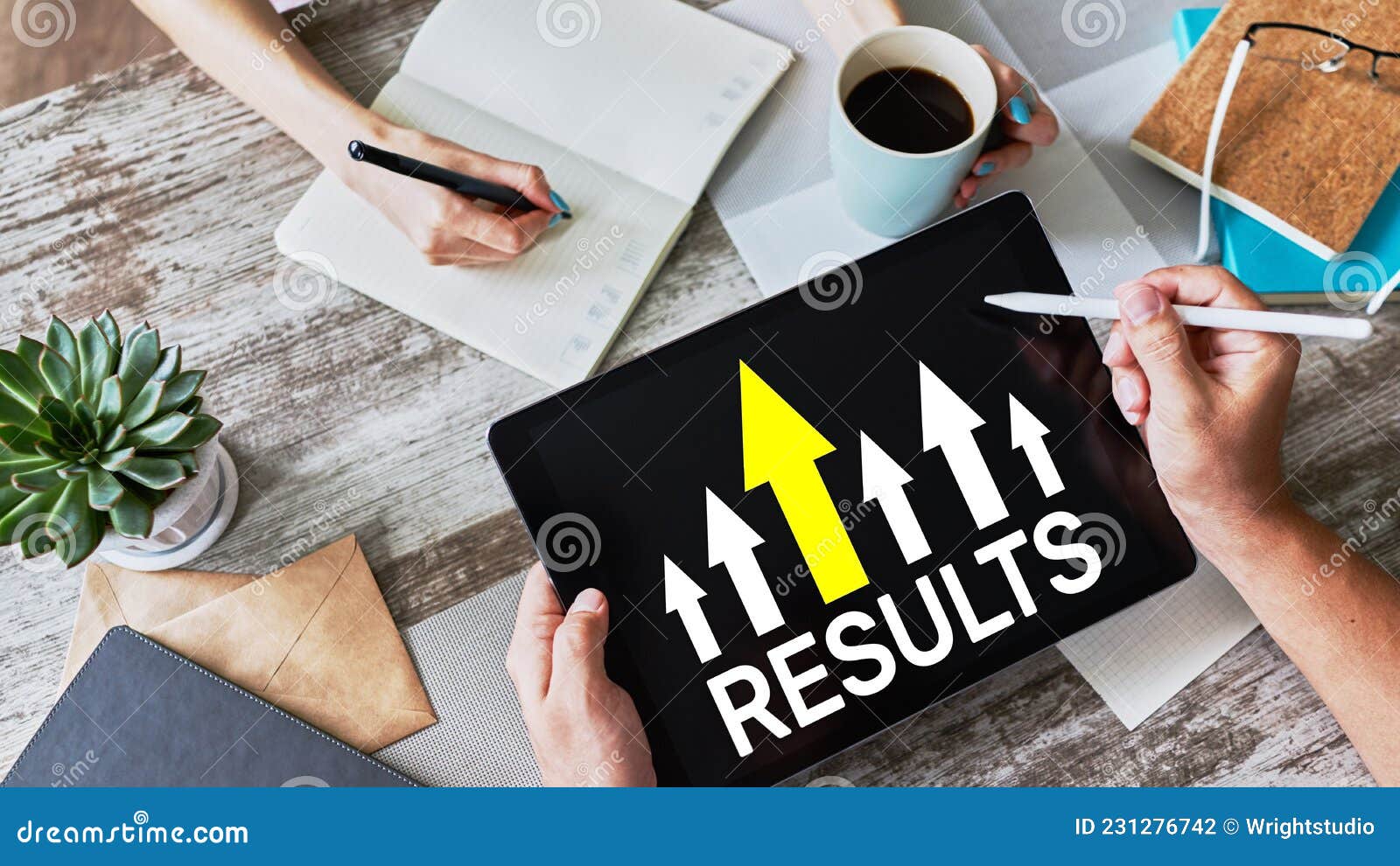 Results Growth Arrow on Screen. Business and Personal Development ...